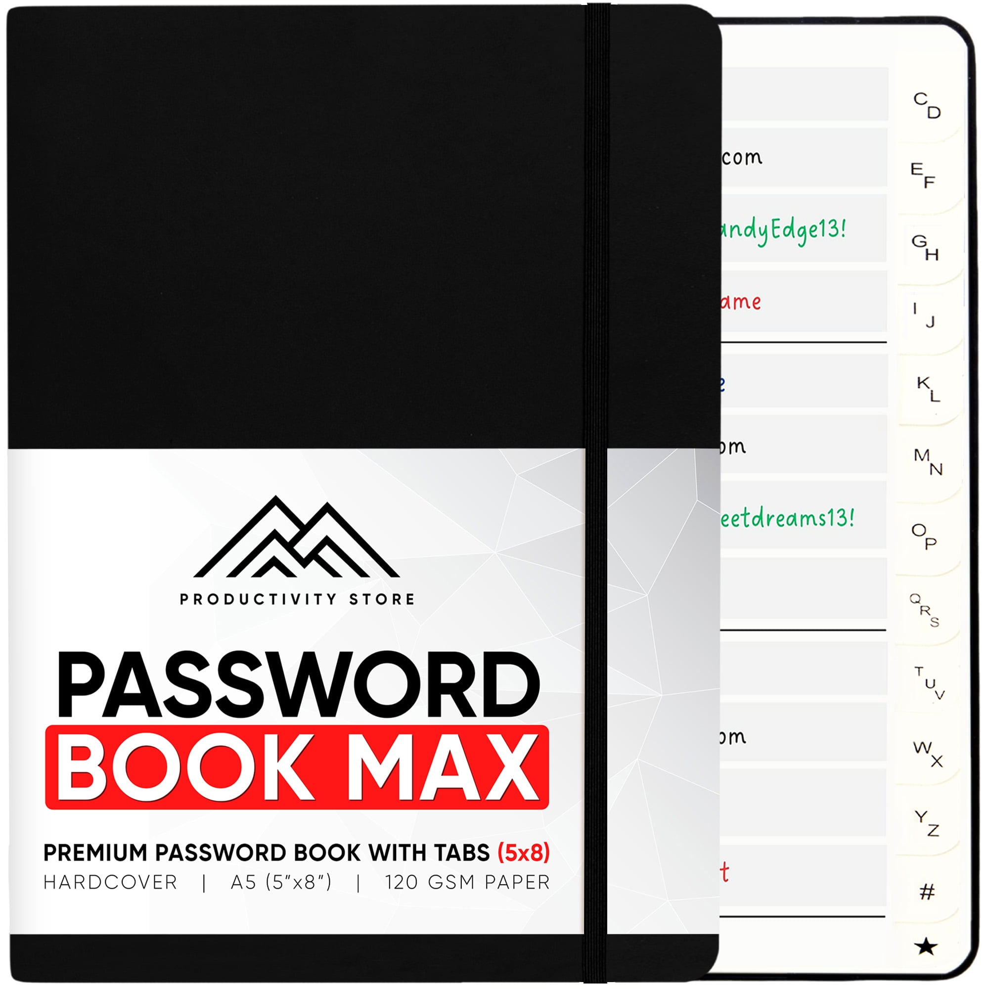 PRODUCTIVITY STORE Vegan Leather Password Manager Book | Alphabetical ...