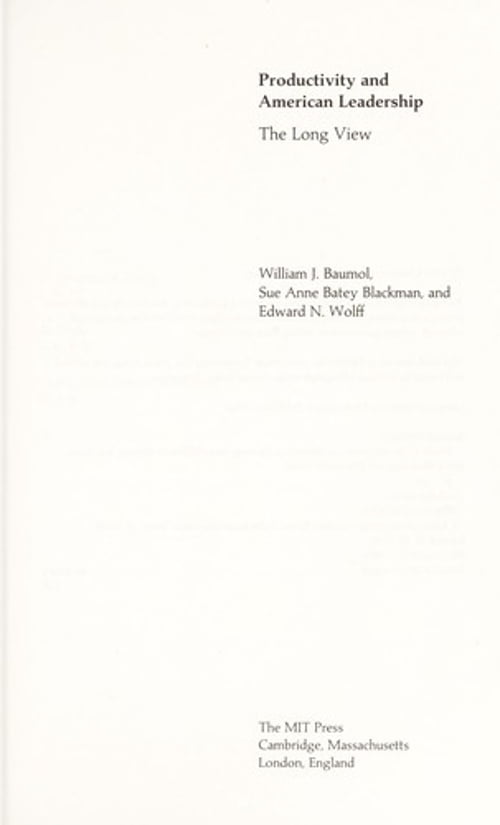 Pre-Owned Productivity and American Leadership: The Long View Hardcover ...