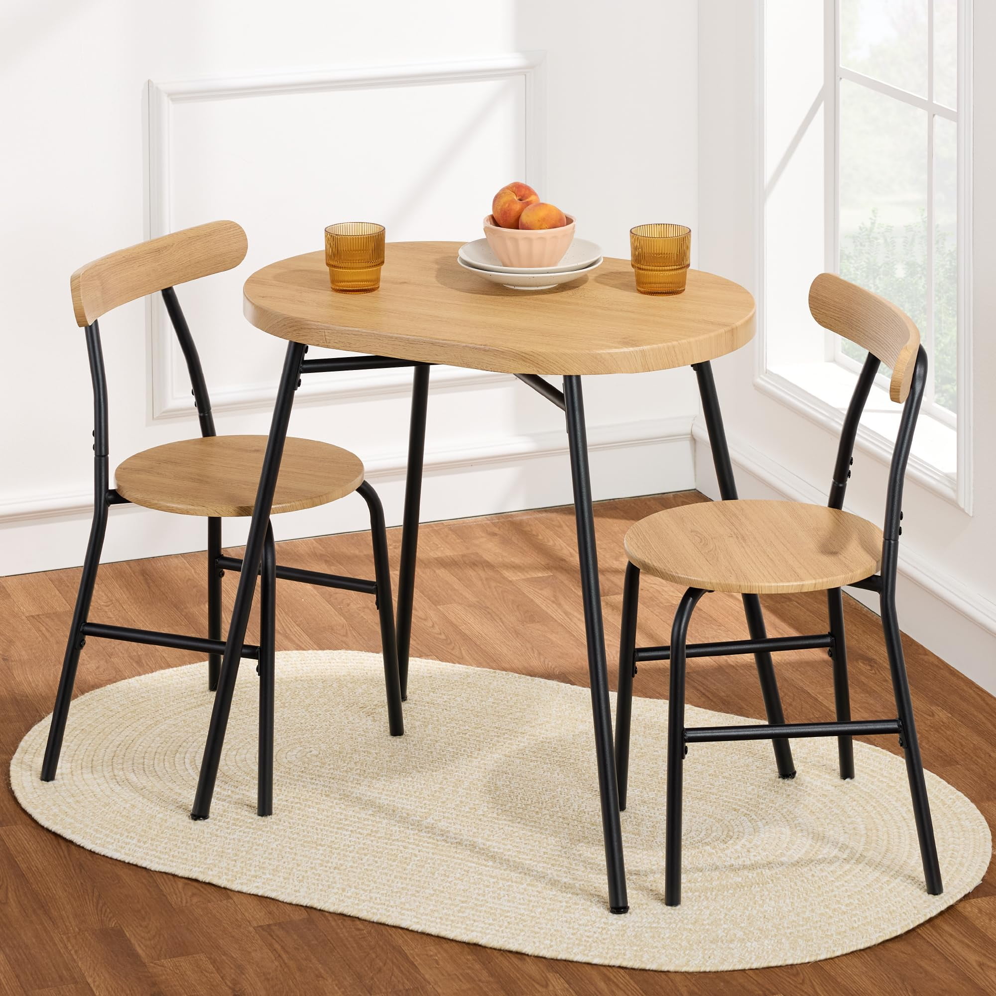 Products 3-Piece Modern Oval Dining Table Set, Small Kitchen Dinette w ...