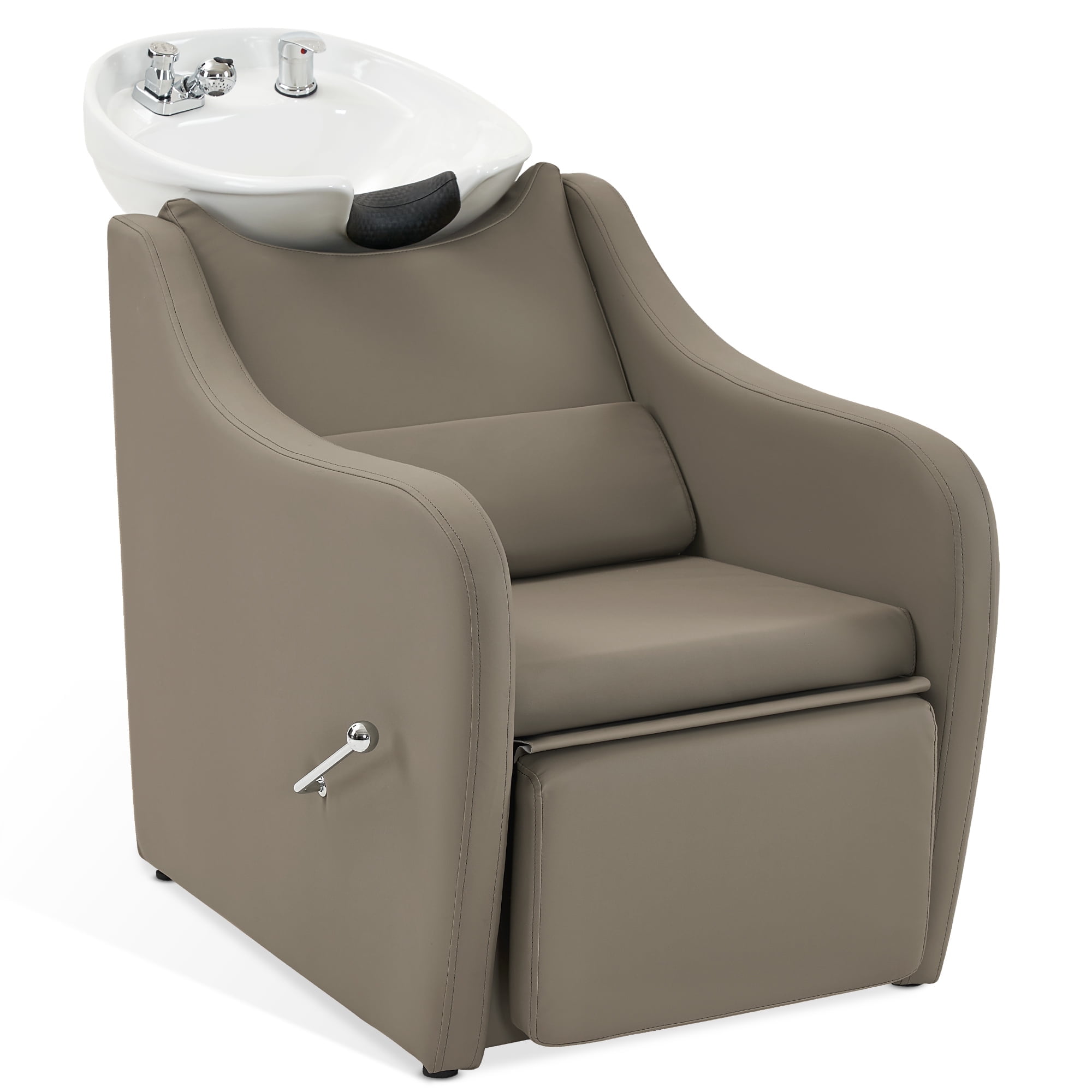 BarberPub Shampoo Backwash Chair, Ceramic Bowl Sink Station for Spa ...