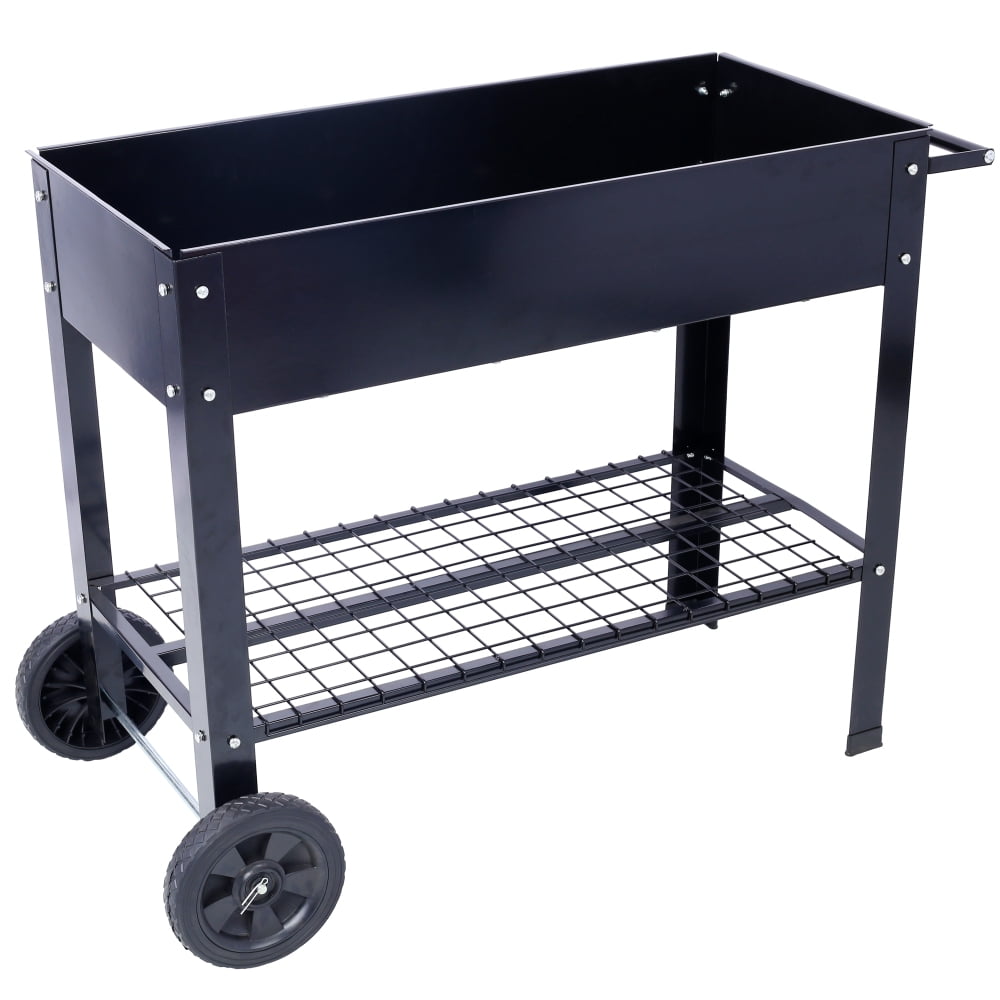 Products Elevated Mobile Raised Ergonomic Metal Planter Garden Bed for Backyard, Patio w/Wheels ...