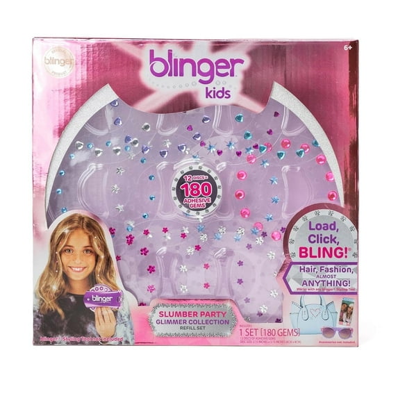 blinger® Glimmer Collection Refill Set with 180 Colorful Hair-Safe Gems ...