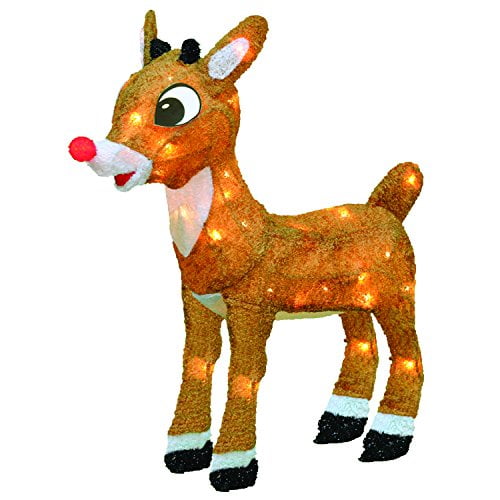 Productworks 18-Inch Pre-Lit 3D Rudolph With Bright Red Flashing Nose ...