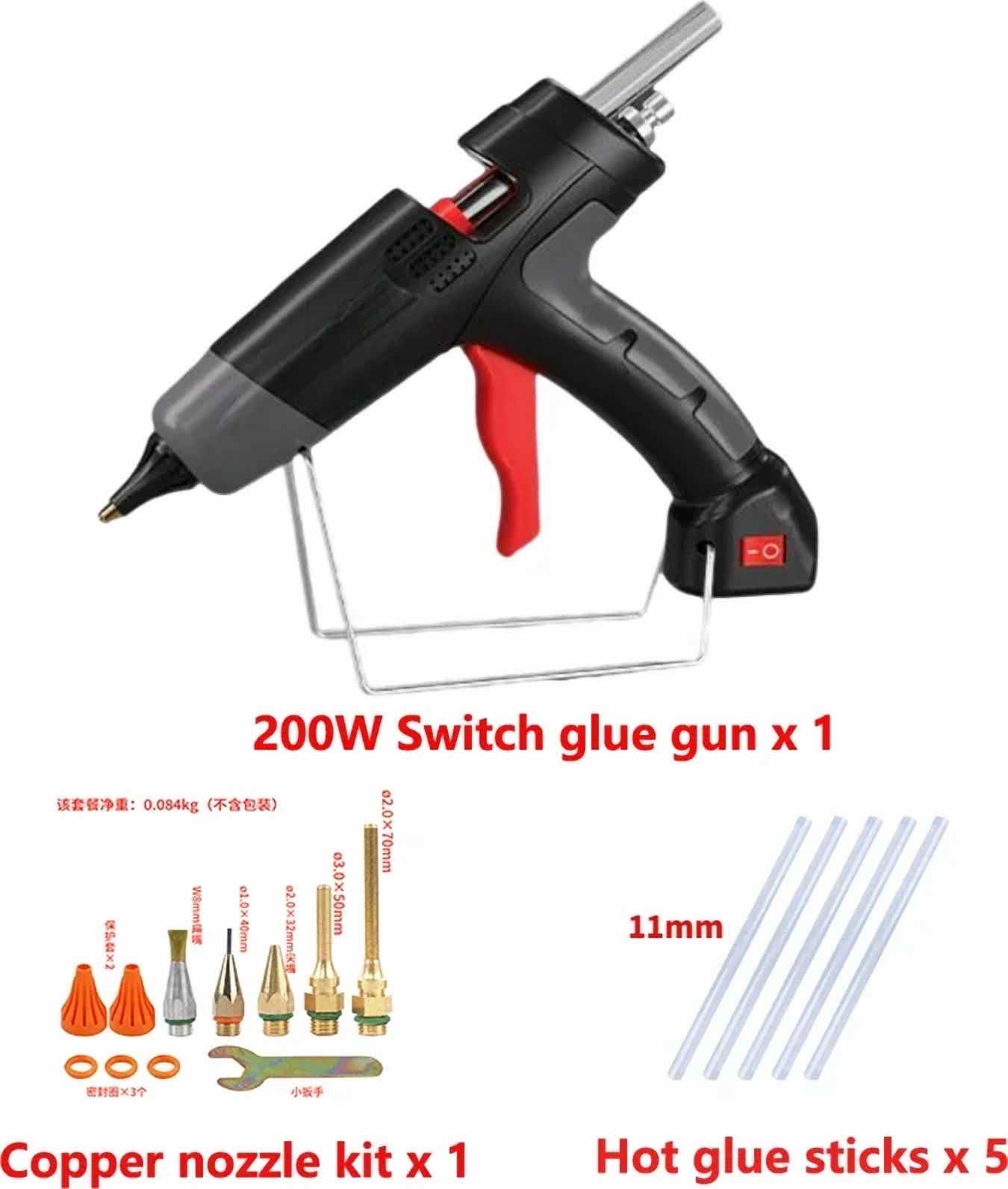 Professinal Hot Melt Glue Gun Black with 11mm Glue Sticks and Replace ...