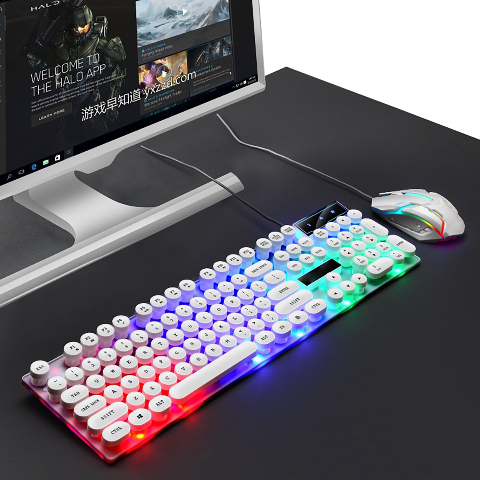 Profession Gaming Keyboard and Mouse Combo Punk Retro Keyboard Backlit ...
