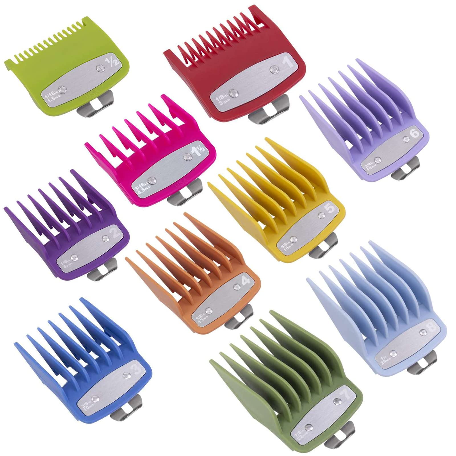 Professional 10 Color Coded Comb Attachment，Metal Hair Clipper Guards ...
