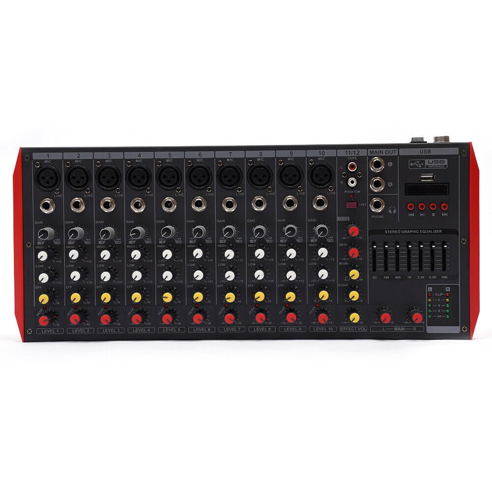 Professional 12 Channel Bluetooth Studio Audio Mixer Power Mixing ...