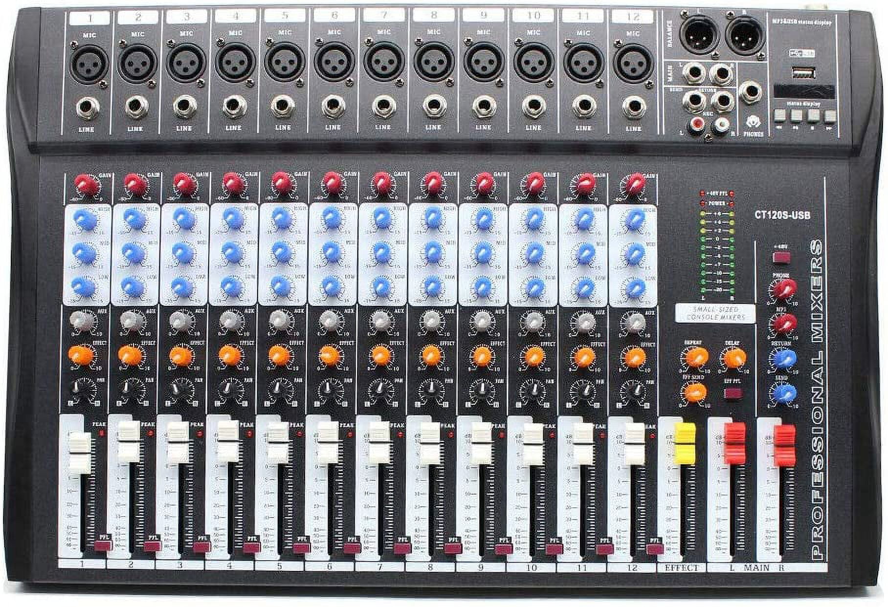 Professional 12 Channel Live Studio Audio Mixer CT120S-USB Power Mixing ...
