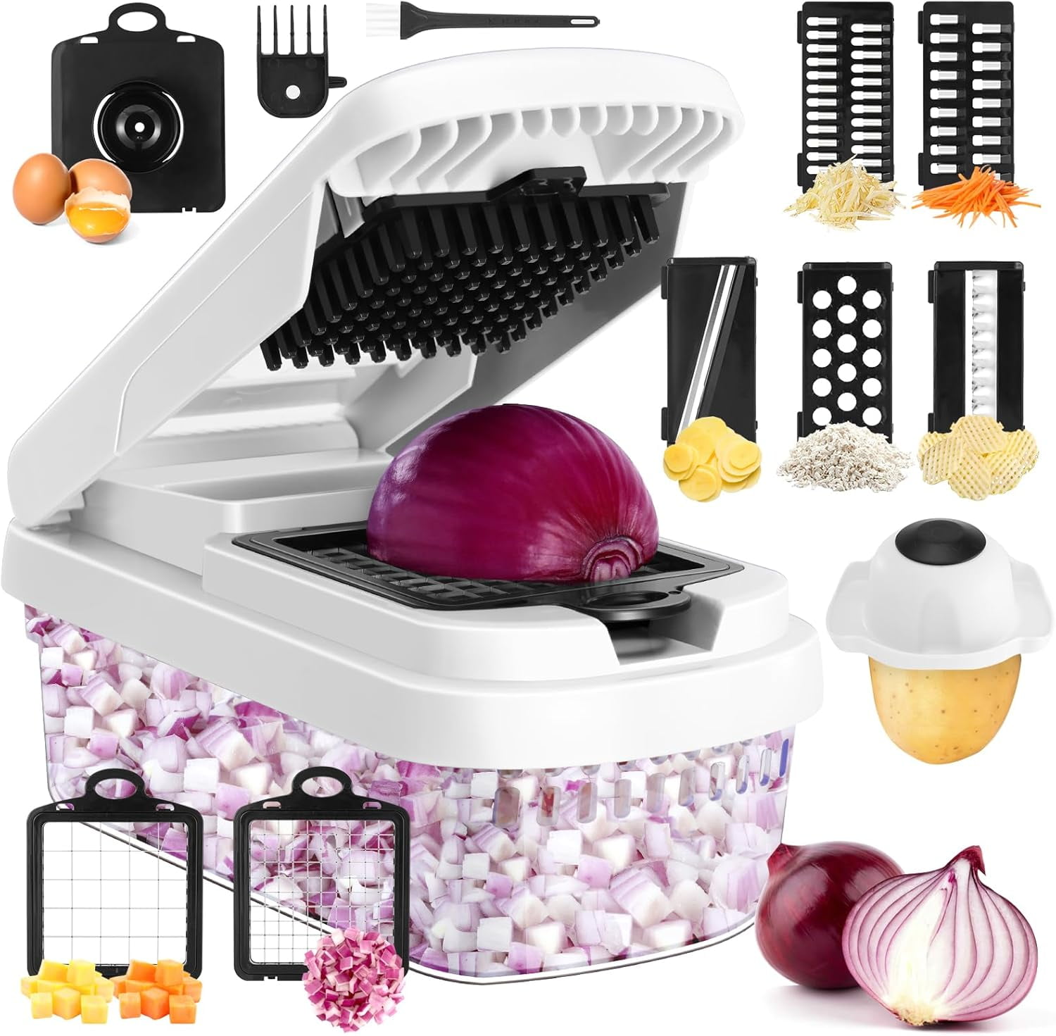 Professional 12-in-1 Vegetable Chopper with 7 Stainless Steel Blades ...