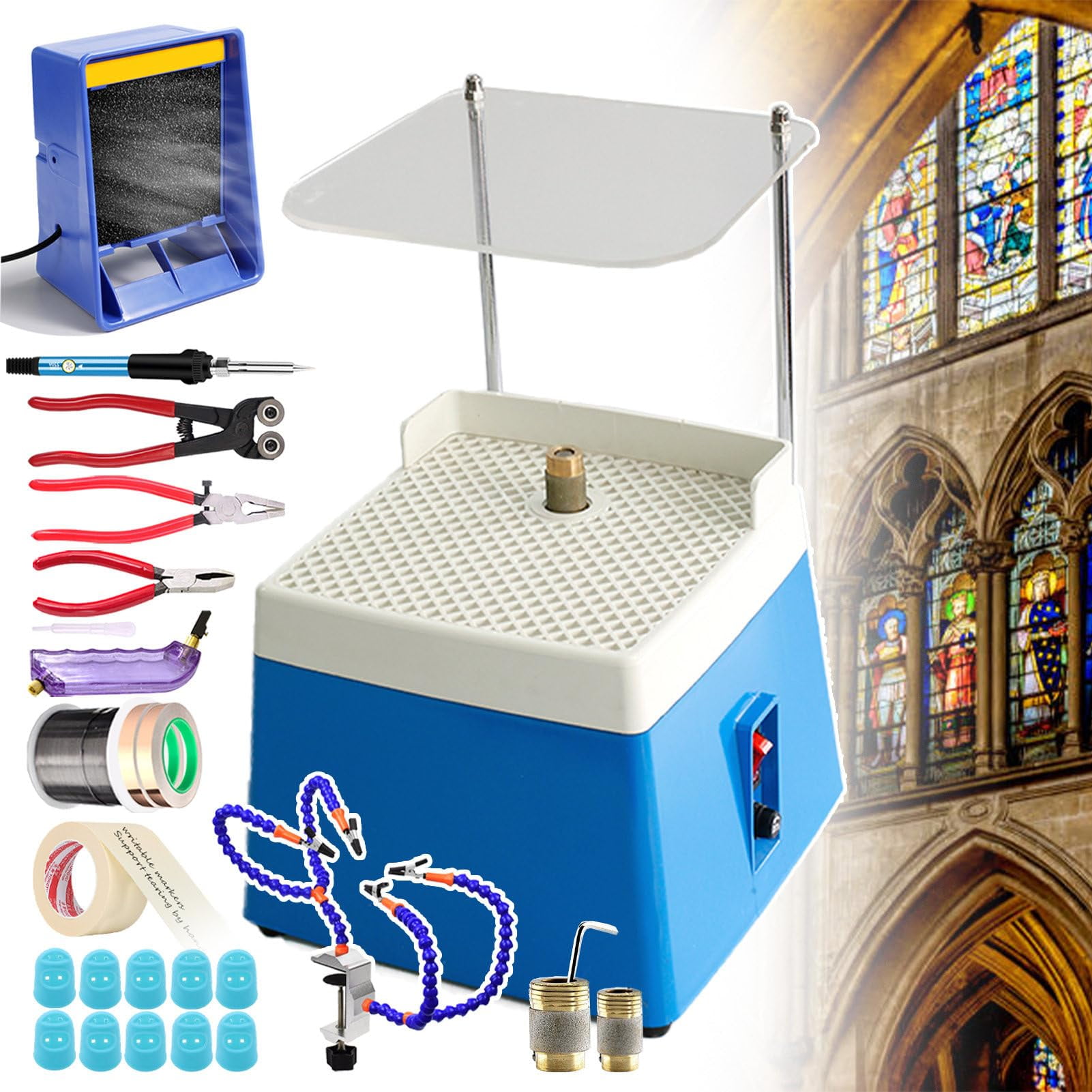 Professional 15 pcs Stained Glass Starter Kit with Glass Grinder/Glass ...