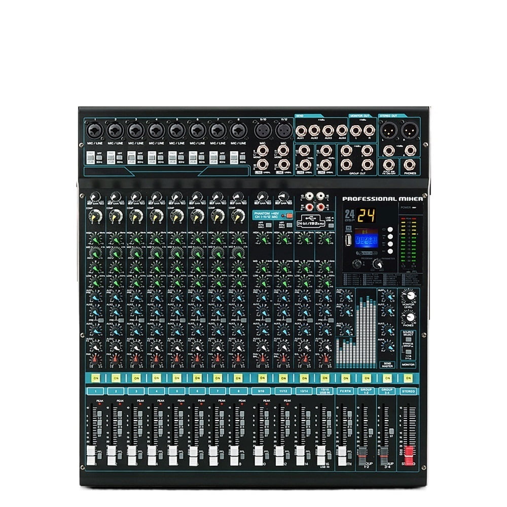 Professional 16-Channels Bluetooth Mixer with USB Sound Mixing Console ...