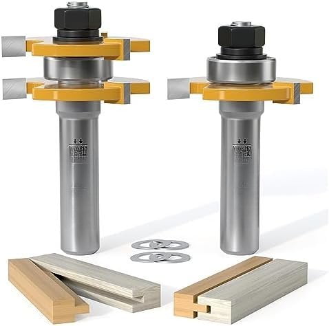 Professional 2 count Tongue and Groove Router Bit Set 1/2 Inch Shank, 3 ...