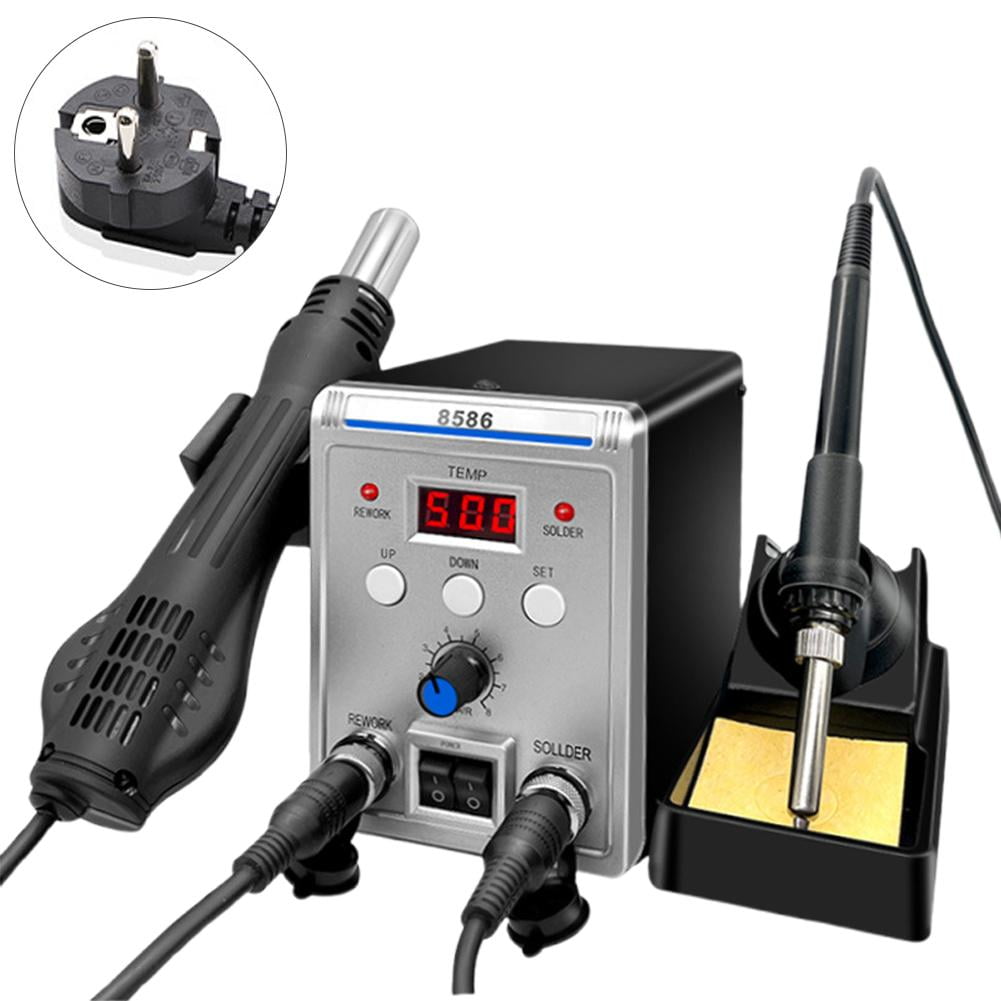 Professional 2-in-1 Soldering Station Kit with Hot Rework Gun- Anti ...