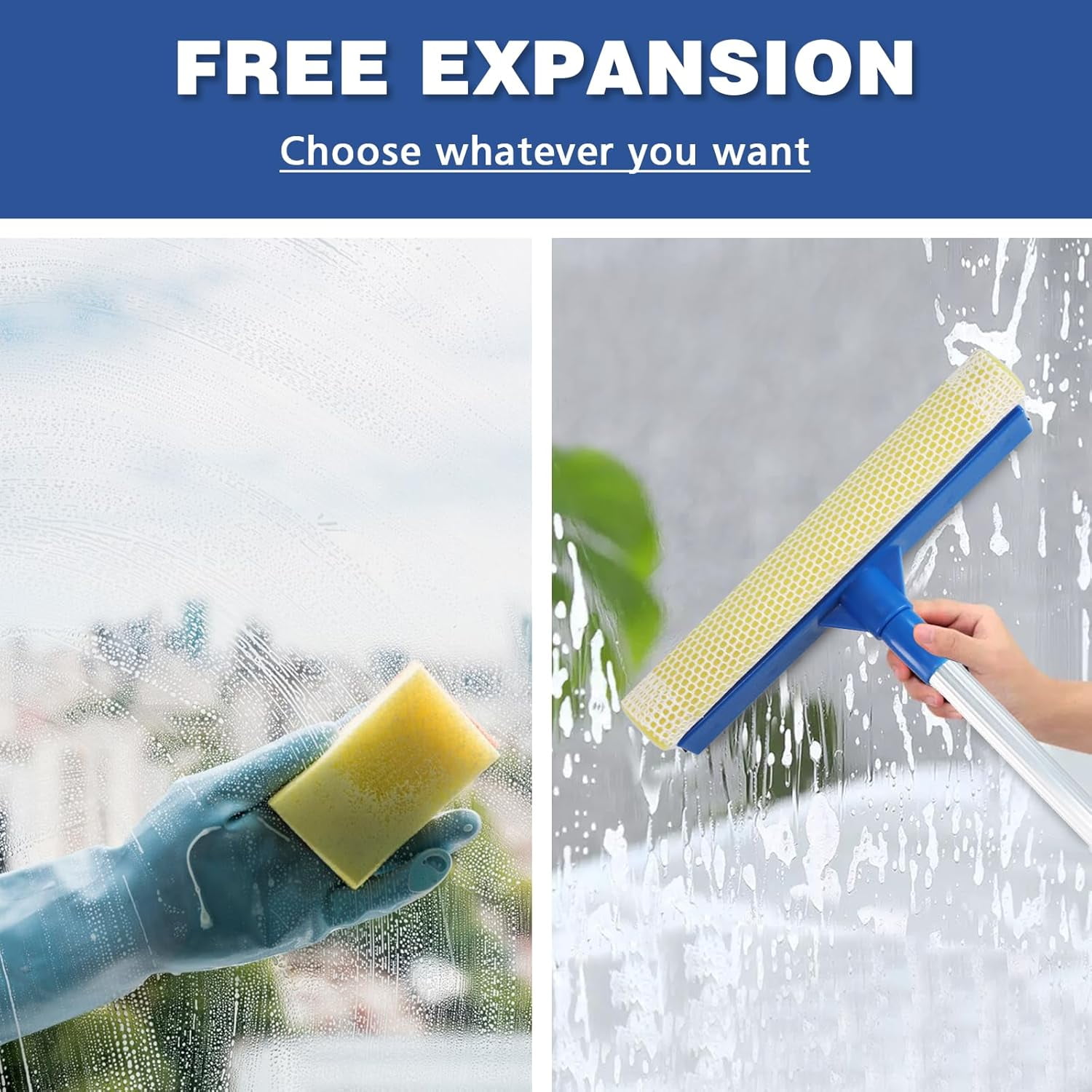 Professional 2-in-1 Window Cleaner Squeegee – Long Stainless Steel ...