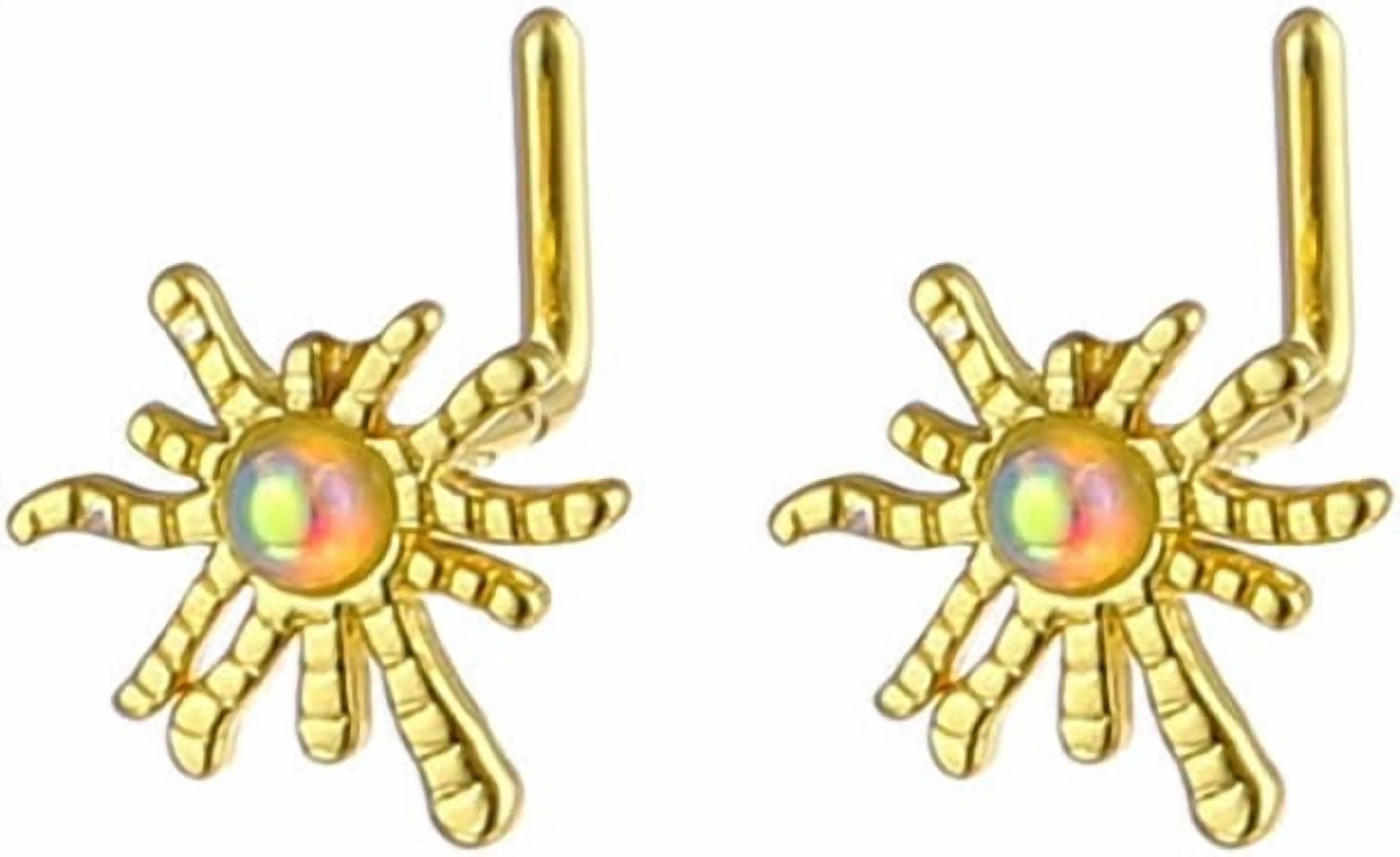 Professional 20G Luxury L-Shaped Opal Sun Nose Studs Rings for ...