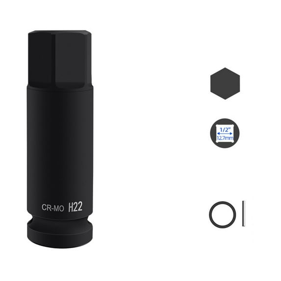 Professional 22mm Hex Impact Bit Socket 1/2Inch CR MO Steel Designed ...