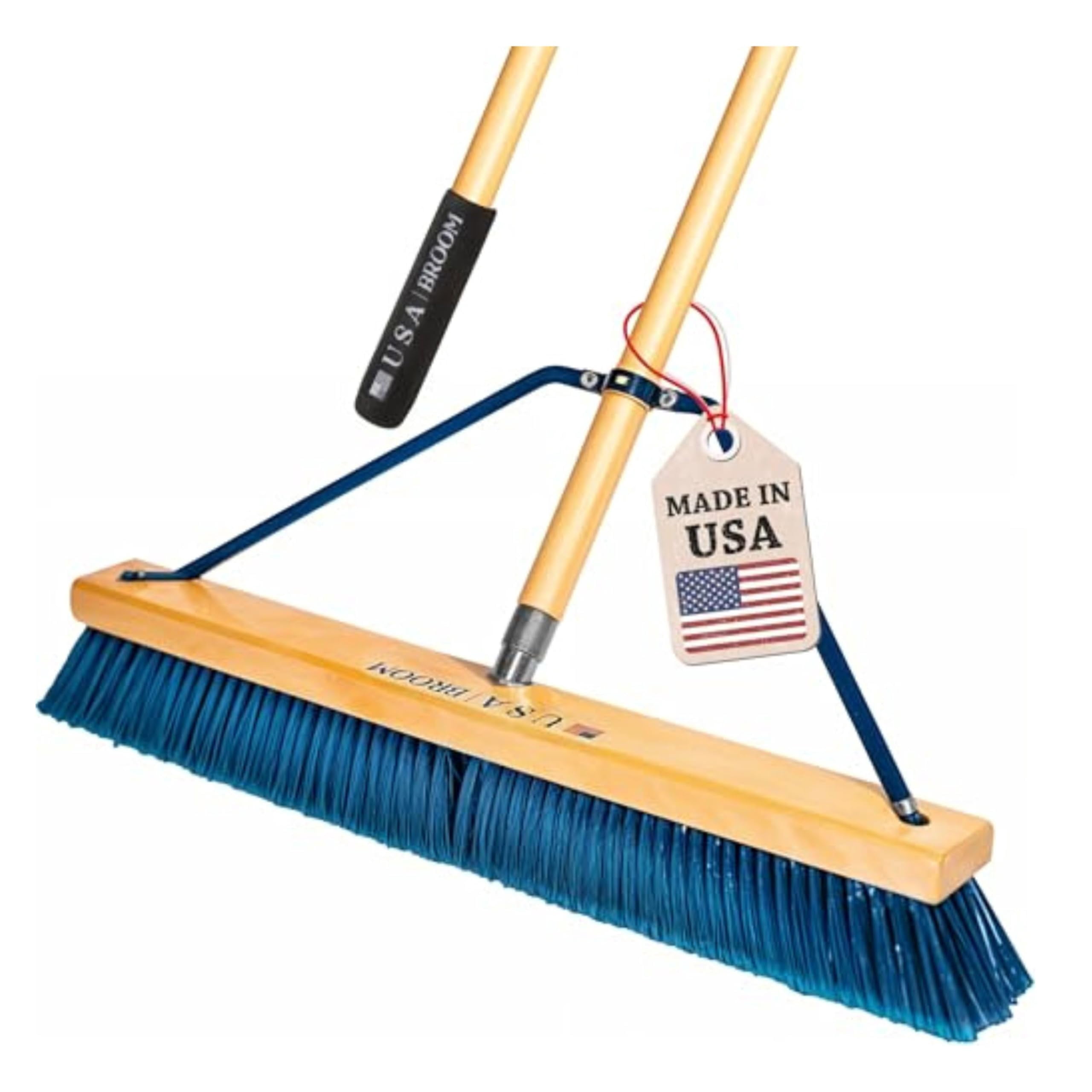 24 Inch Commercial Push Broom with 60 Inch Handle, Stiff Bristles for ...