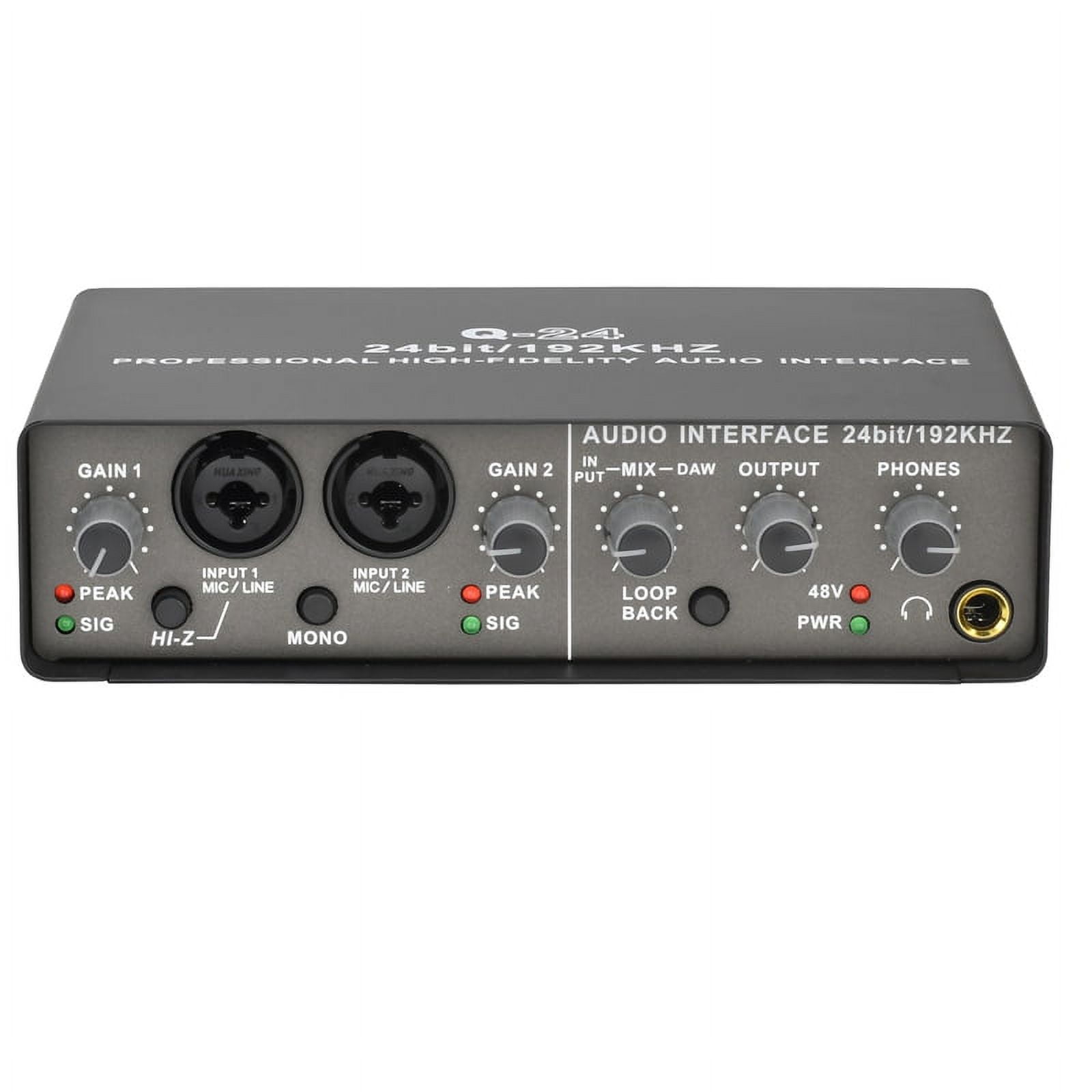 Professional 24Bit 192KHz Audio Interface 2 Input Sound Card for ...