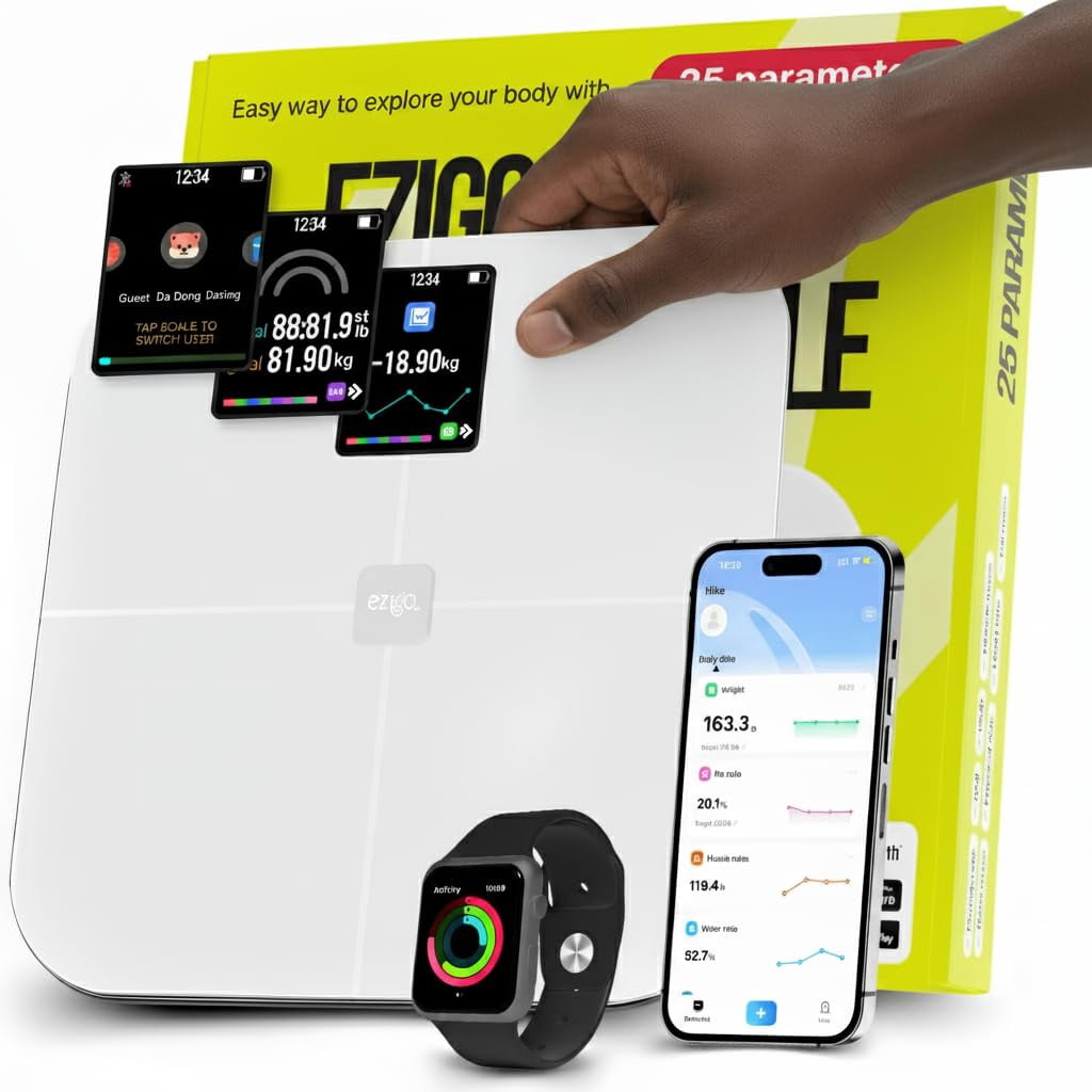 Professional 25 Metrics Smart Scale for Body Weight with BMI, Body Fat ...