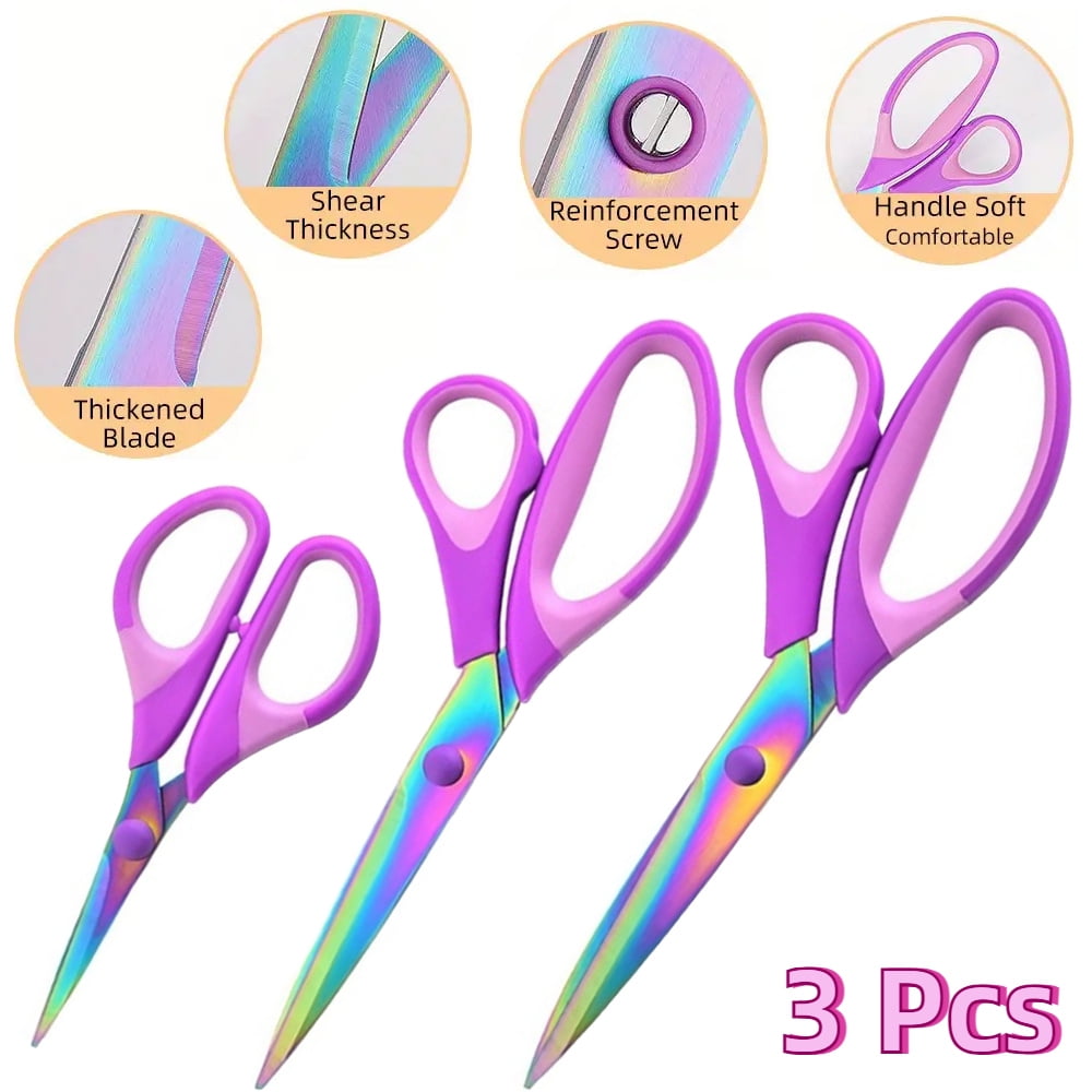 Professional 3-Piece Scissors Set, Multipurpose Titanium Coated Shears ...