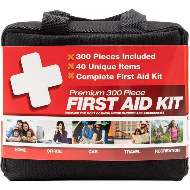 Deluxe Family Ready Home and Travel Professional First Aid Kit | 300-Piece Emergency Medical ...