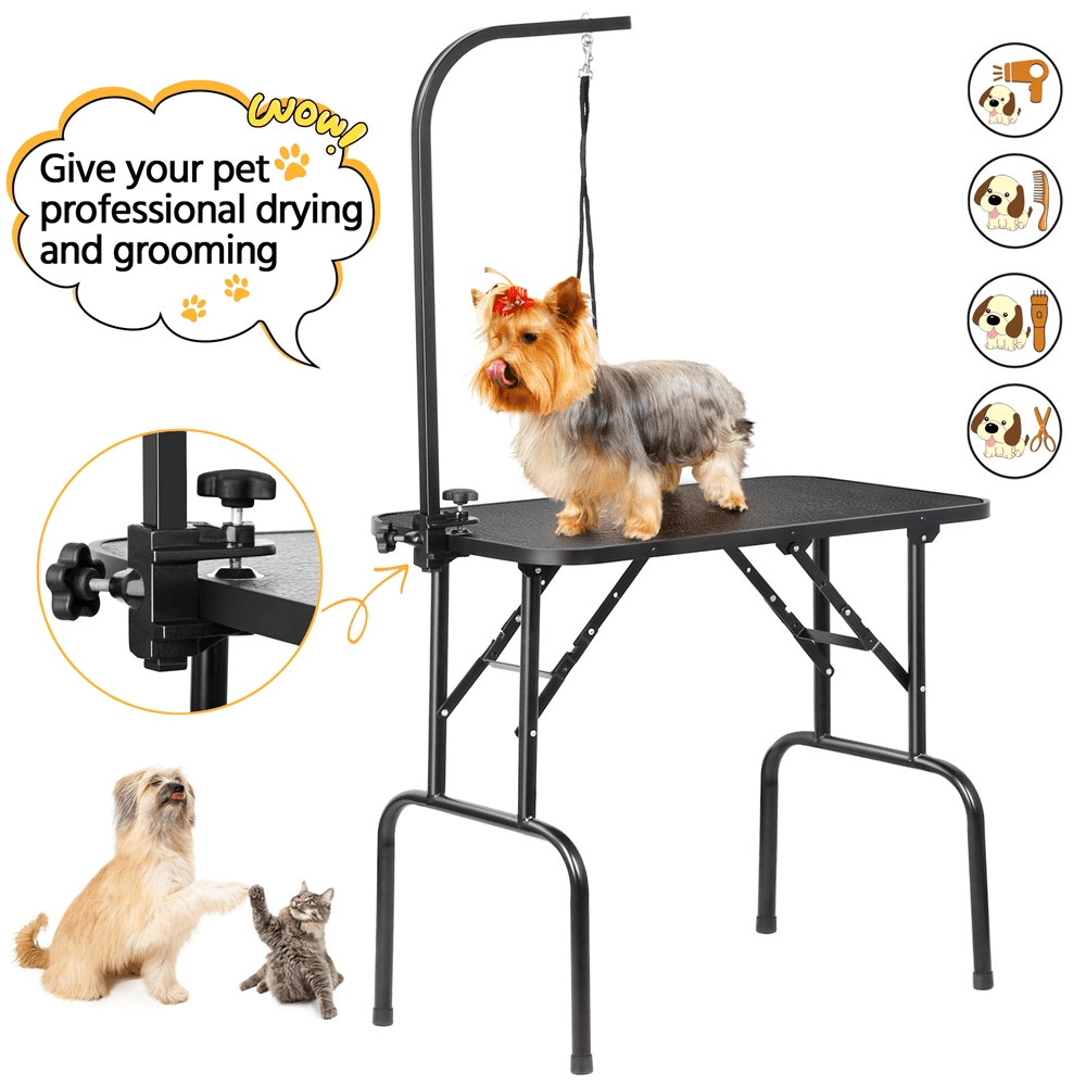 Yaheetech Professional 32" Foldable Pet Grooming Table with Arm Noose ...