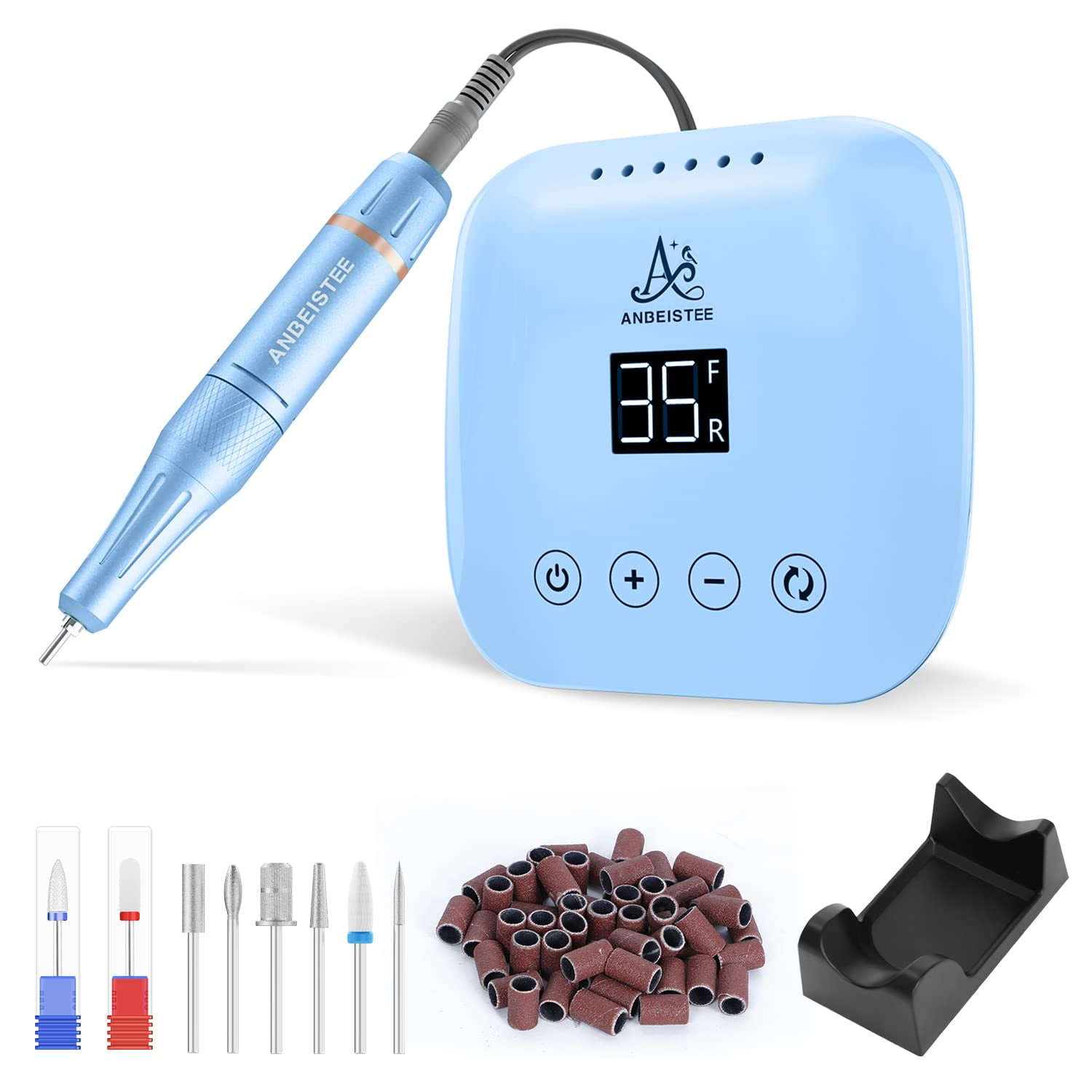 Professional 35000 RPM Electric Nail Drill, Portable Nail File Kit for Any Manicure, Pedicure ...