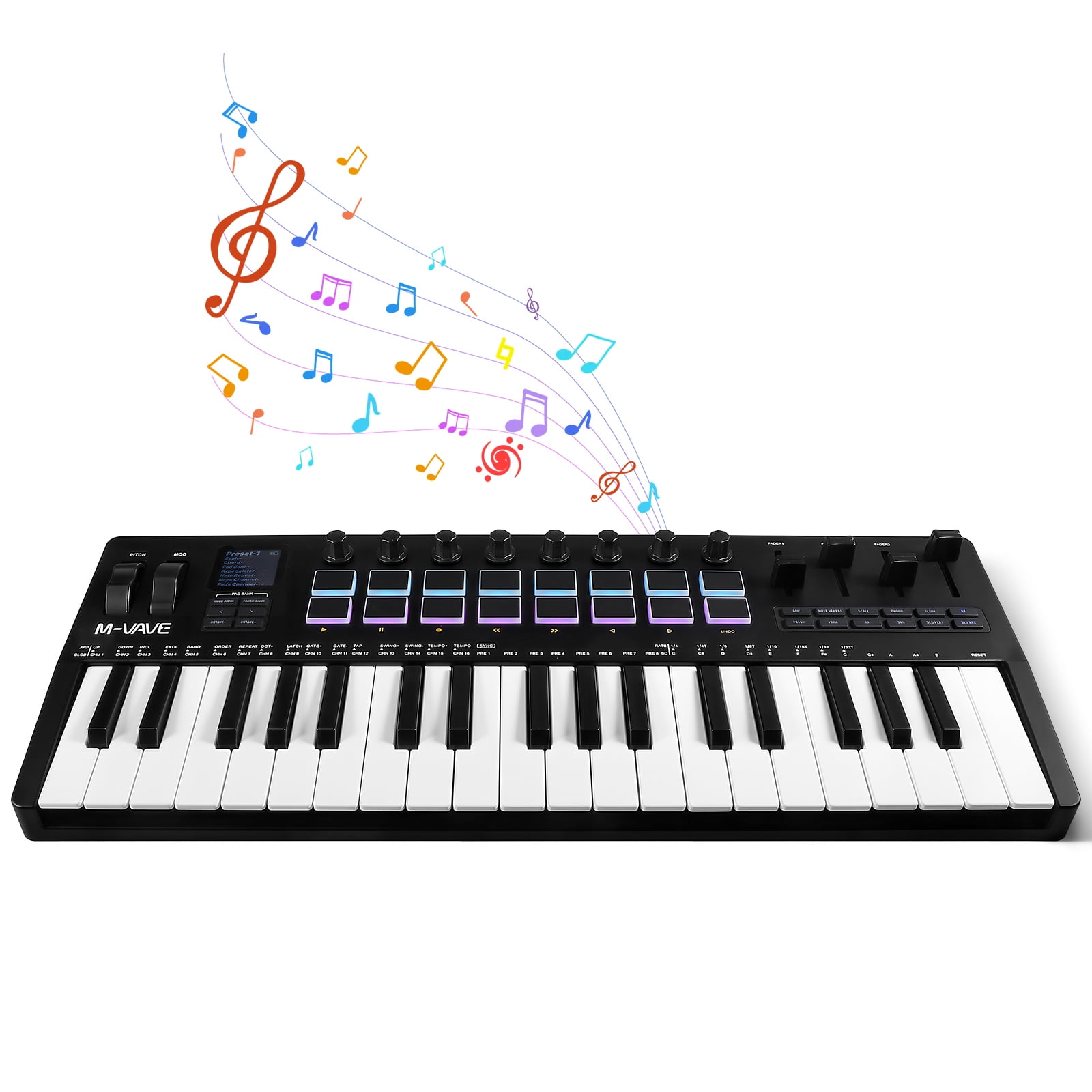 Professional 37 Key USB MIDI Keyboard Controller With Backlit Drum Pads ...