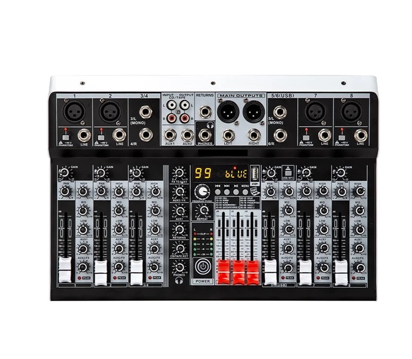 Professional 4 6 8 Channel Mixer Sound Mixing Console With USB ...