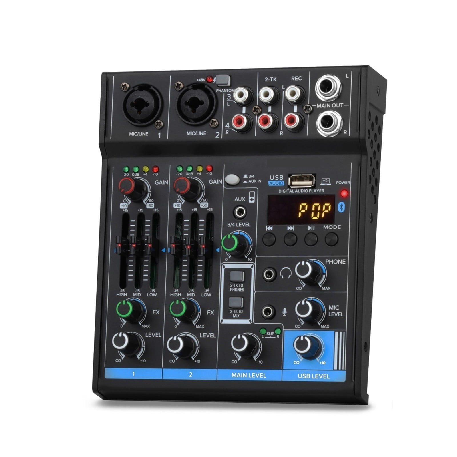 Professional 4 Channel Interface Mini Mixer USB Sound Card 48V Phantom ...