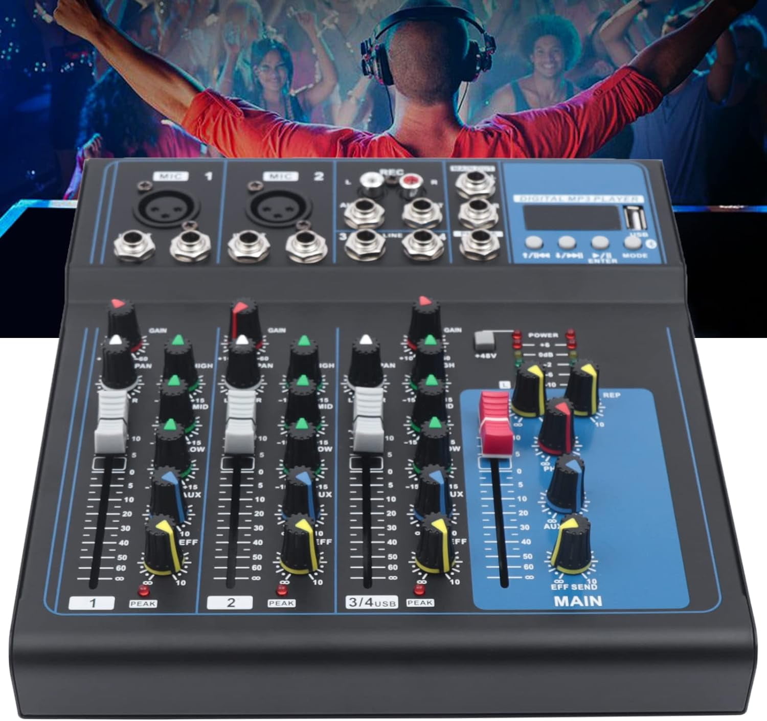 Professional 4-Channel Mixing Console Audio Mixer Sound Board Bluetooth ...