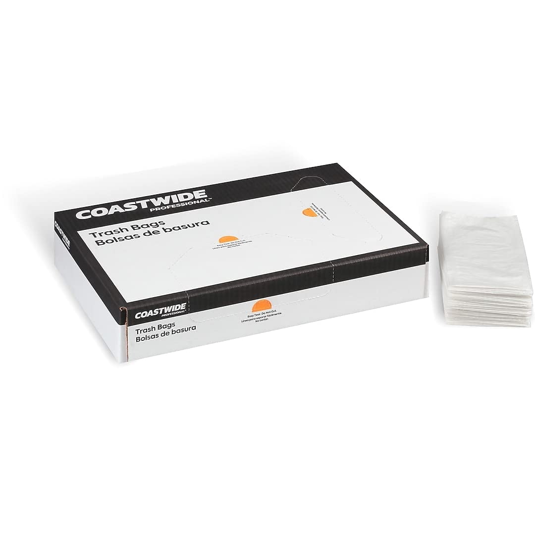 Professional 4 Gal. Trash Bags, Low Density, 0.35 Mil, Clear, 1000 ...