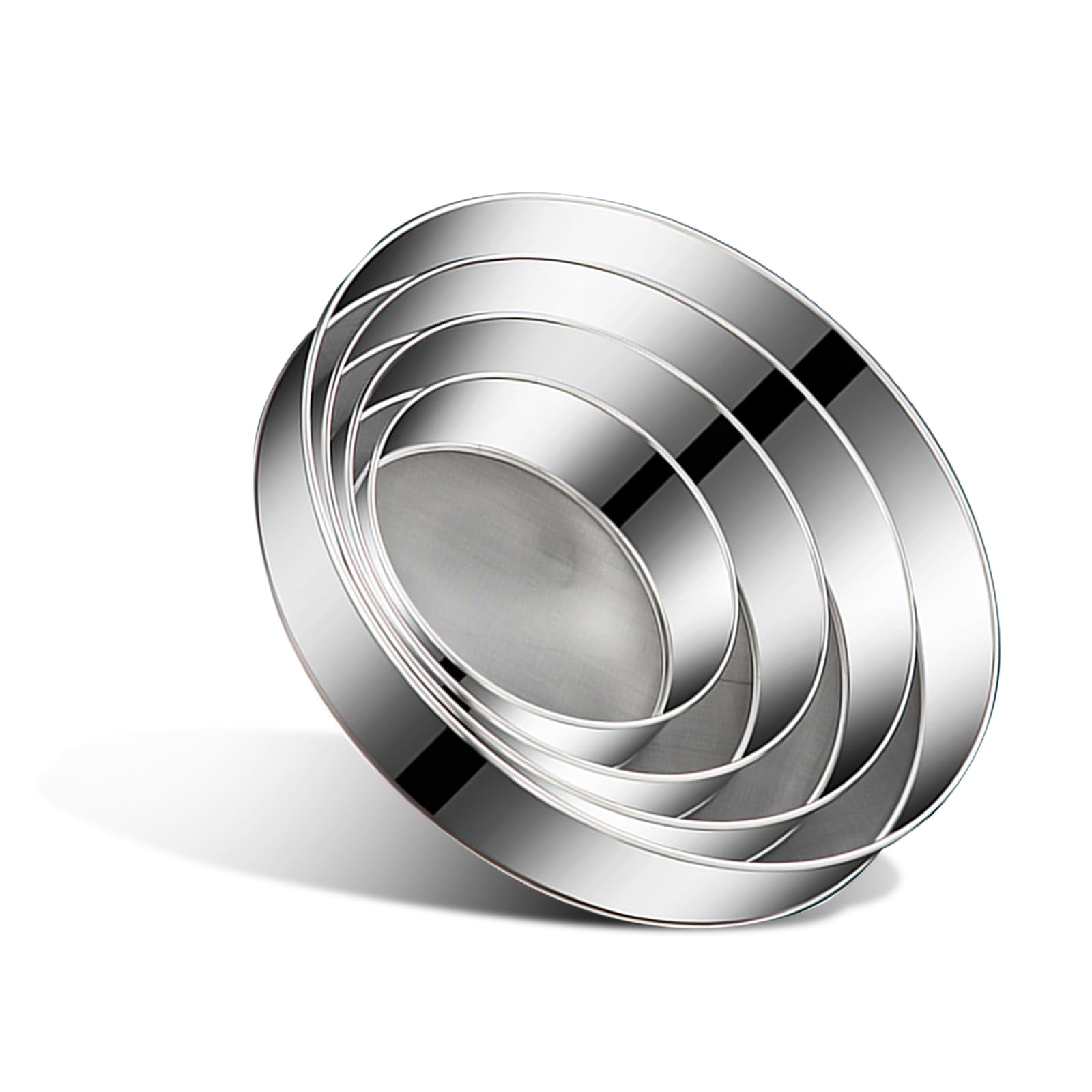 Professional 4-Piece Round Flour Sifter Set, 60 Mesh Stainless Steel ...