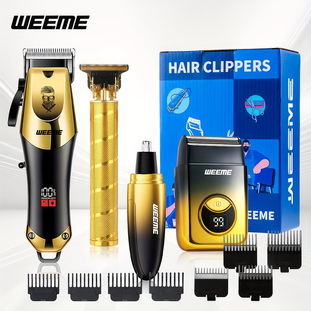 Professional 4-in-1 Hair Clipper Kit - Sharp Carbon Steel Blades, USB ...