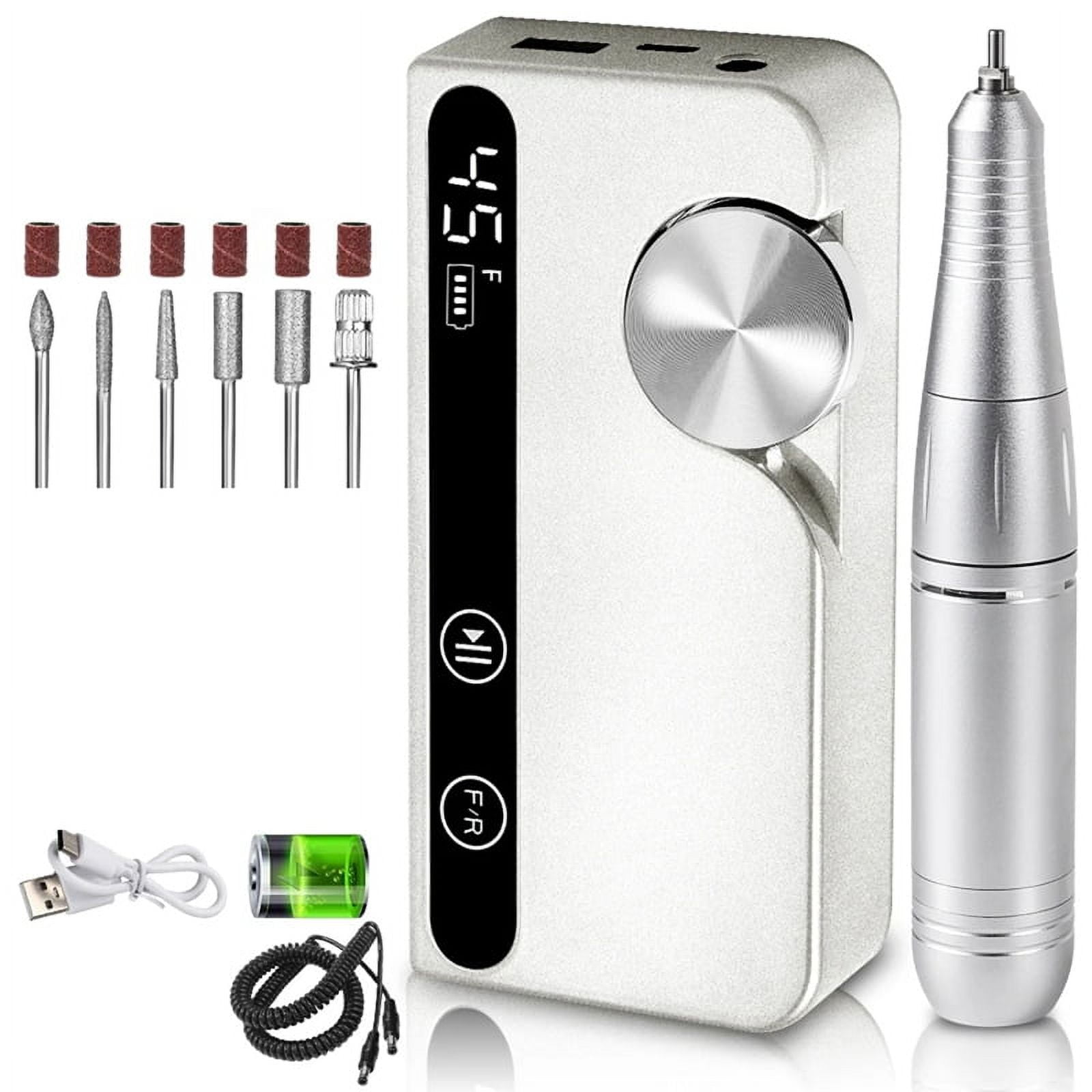 Professional 45000RPM Electric Portable Nail Drill Machine Rechargeable ...