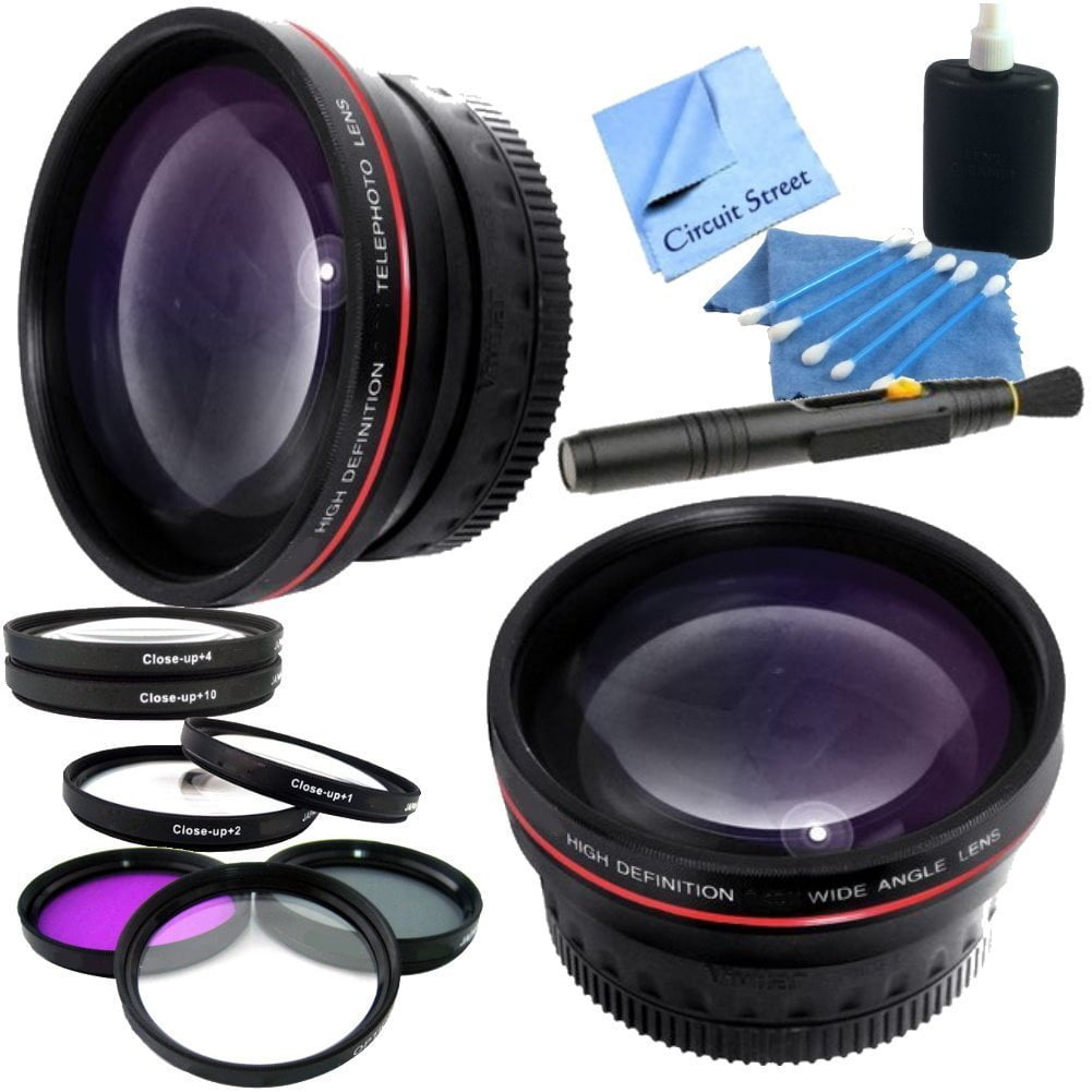 Professional 58mm Lens Kit for Canon VIXIA Camcorders: Wide Angle Lens ...