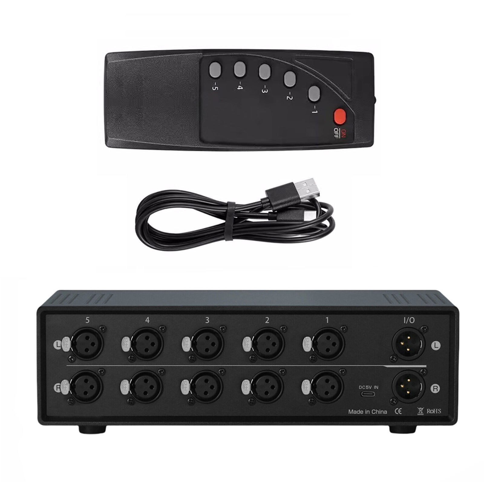 Professional 5Input XLR Switcher Metal Signals Distributor For Studio ...
