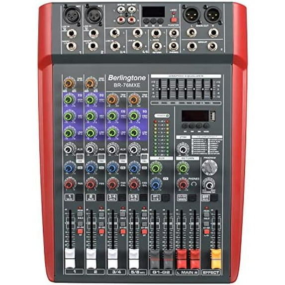 , Professional 6 - Channel Bluetooth Studio Audio Mixer - DJ Sound ...