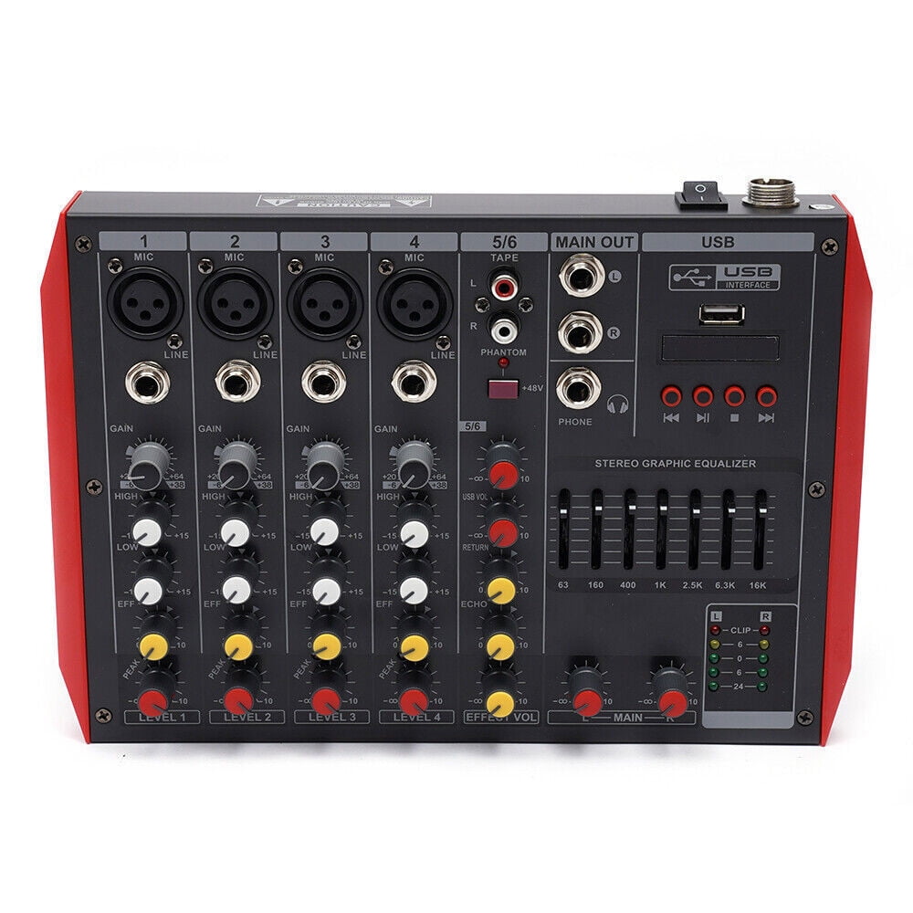 Professional 6 Channel Bluetooth Studio Audio Mixer Power Mixing ...