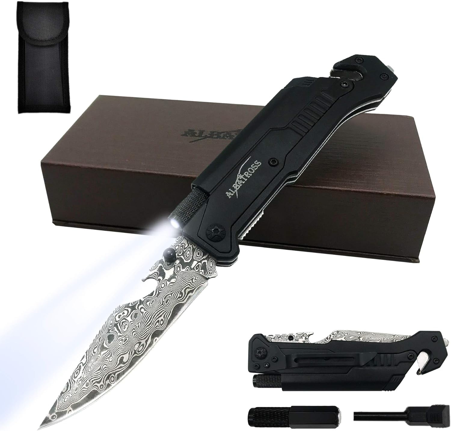 Professional 6-in-1 Tactical Folding Knife - Survival Multi-Tool with ...