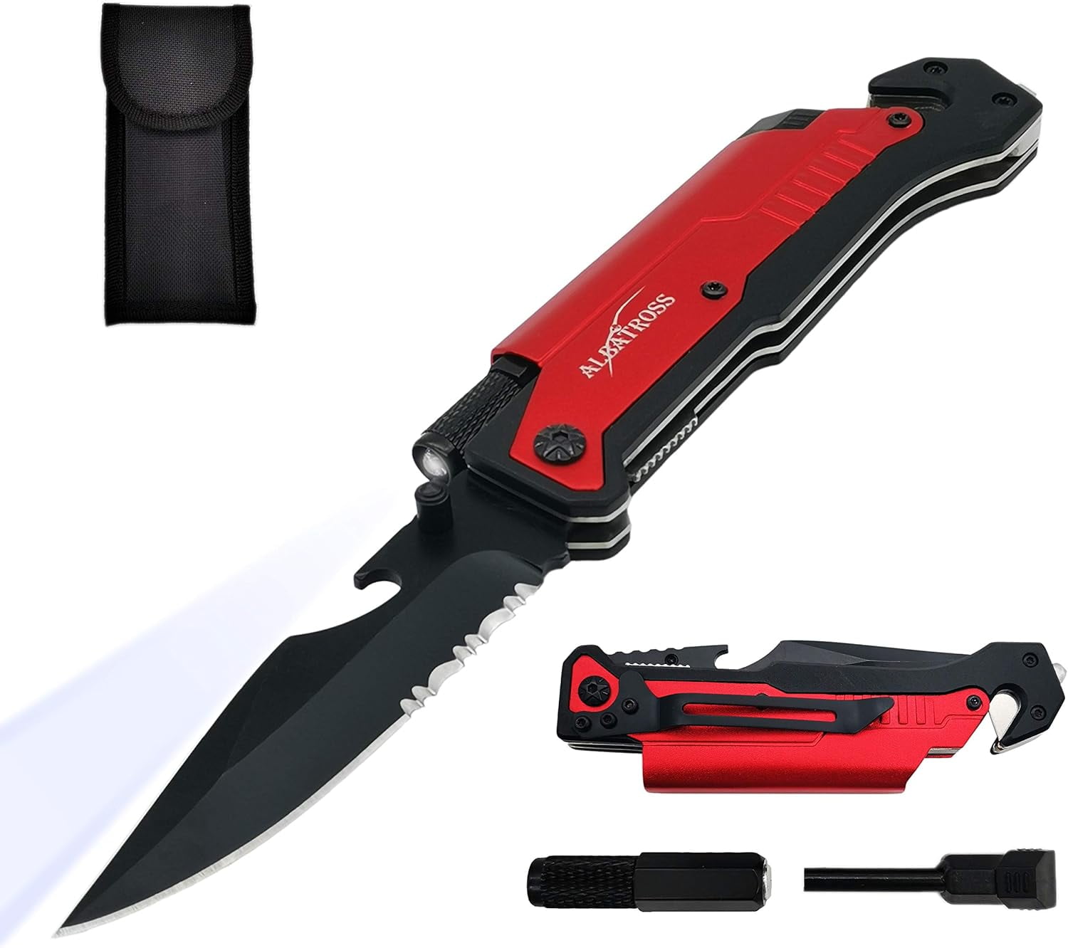 Professional 6-in-1 Tactical Folding Knife - Survival Multi-Tool with ...