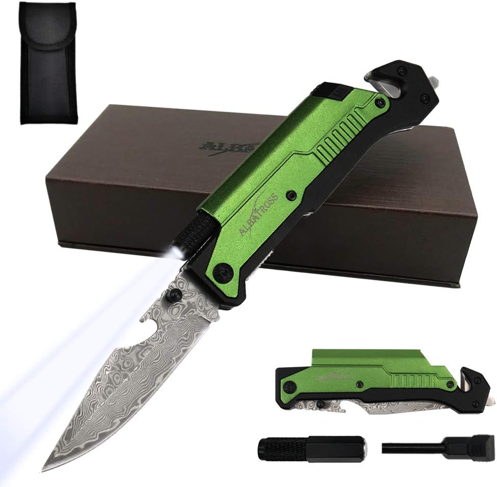 Professional 6-in-1 Tactical Folding Knife - Survival Multi-Tool with ...