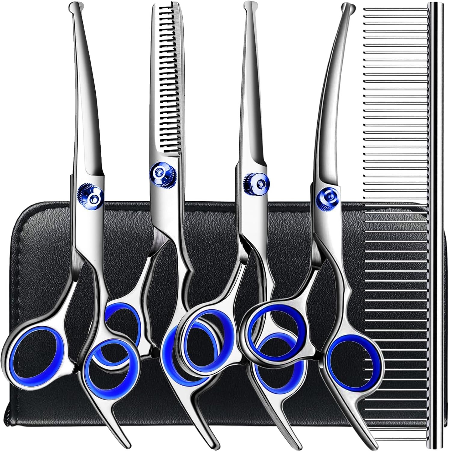 Professional 6 in1 Dog Grooming Scissors Kit, Titanium Coated Dog ...