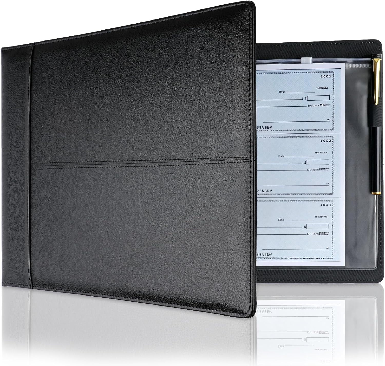 Professional 7 Ring Business Checkbook Binder, Premium PU Leather ...