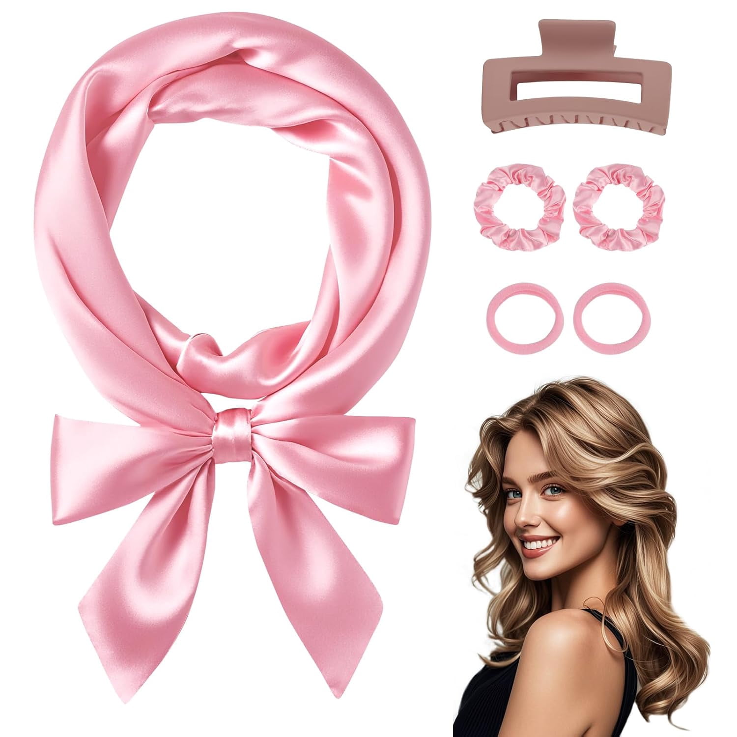 Professional 70-Inch Extra Long Heatless Hair Curler Set, Satin Ribbon Curling Rod for Overnight ...