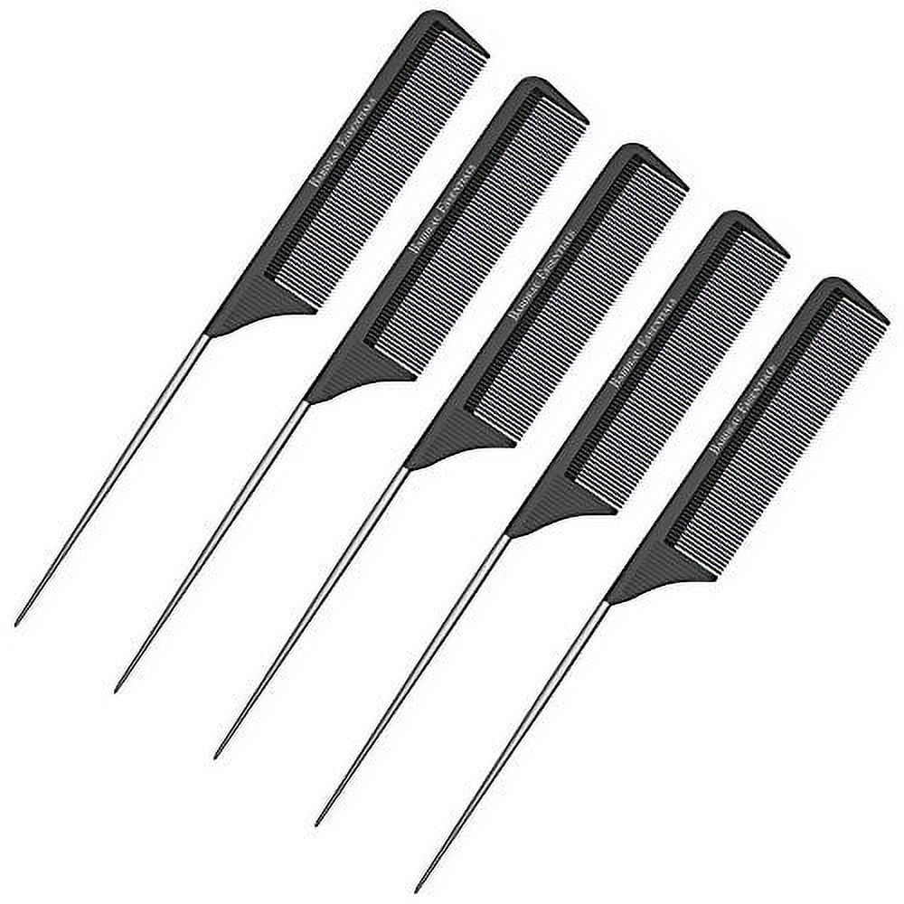 Professional 8.8 Inch Tail Comb (5 Pack) - Black Carbon Fiber And ...