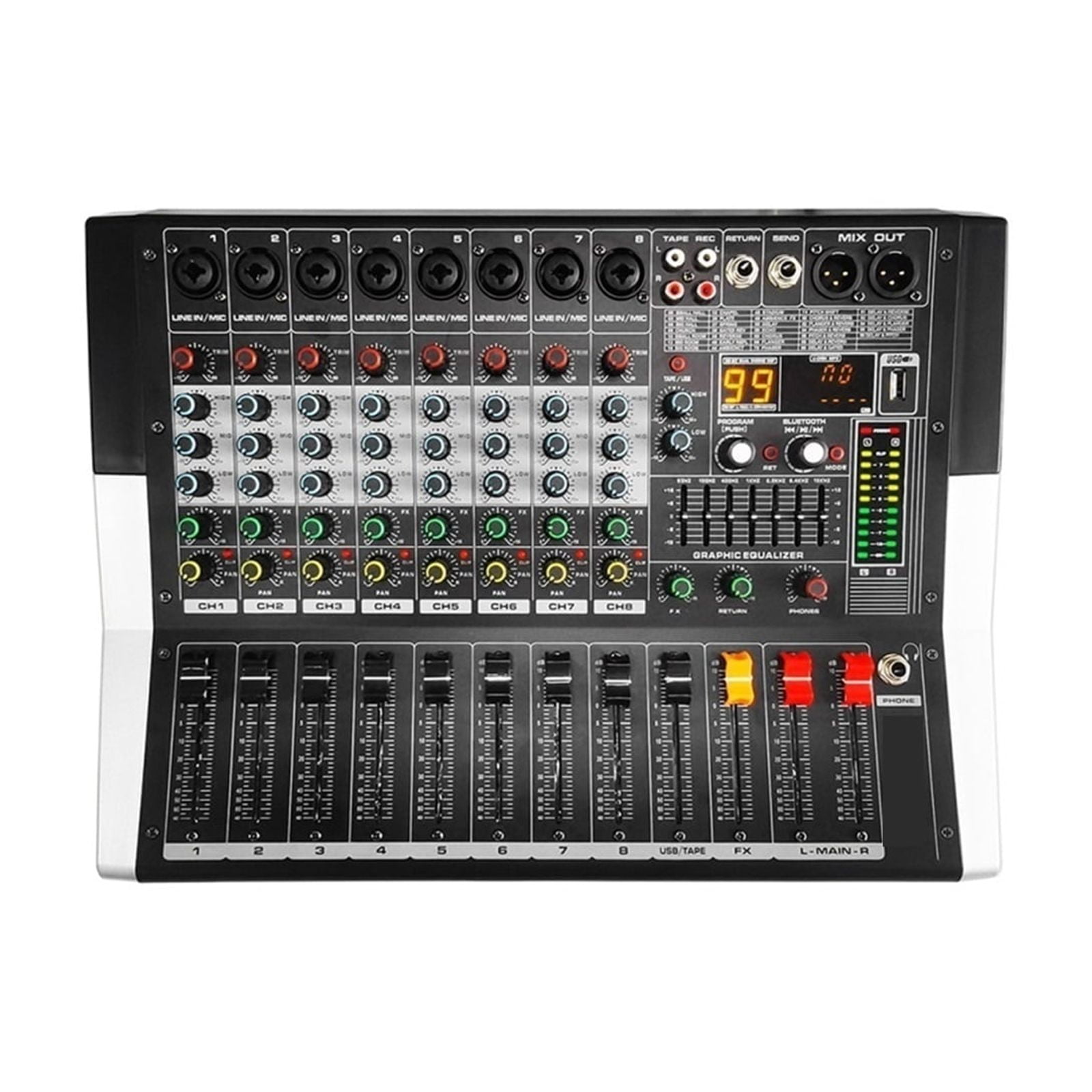Professional 8-Channel Mixer Powerful 7-band Equalization Mixer With ...