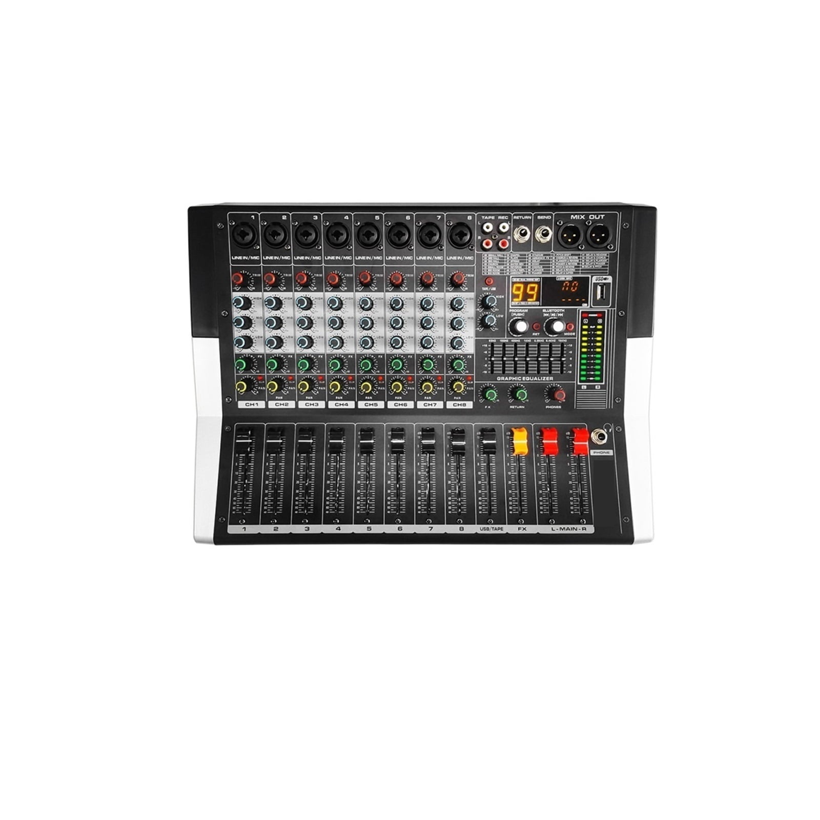 Professional 8-Channel Mixer Powerful 7-band Equalization Mixer With ...
