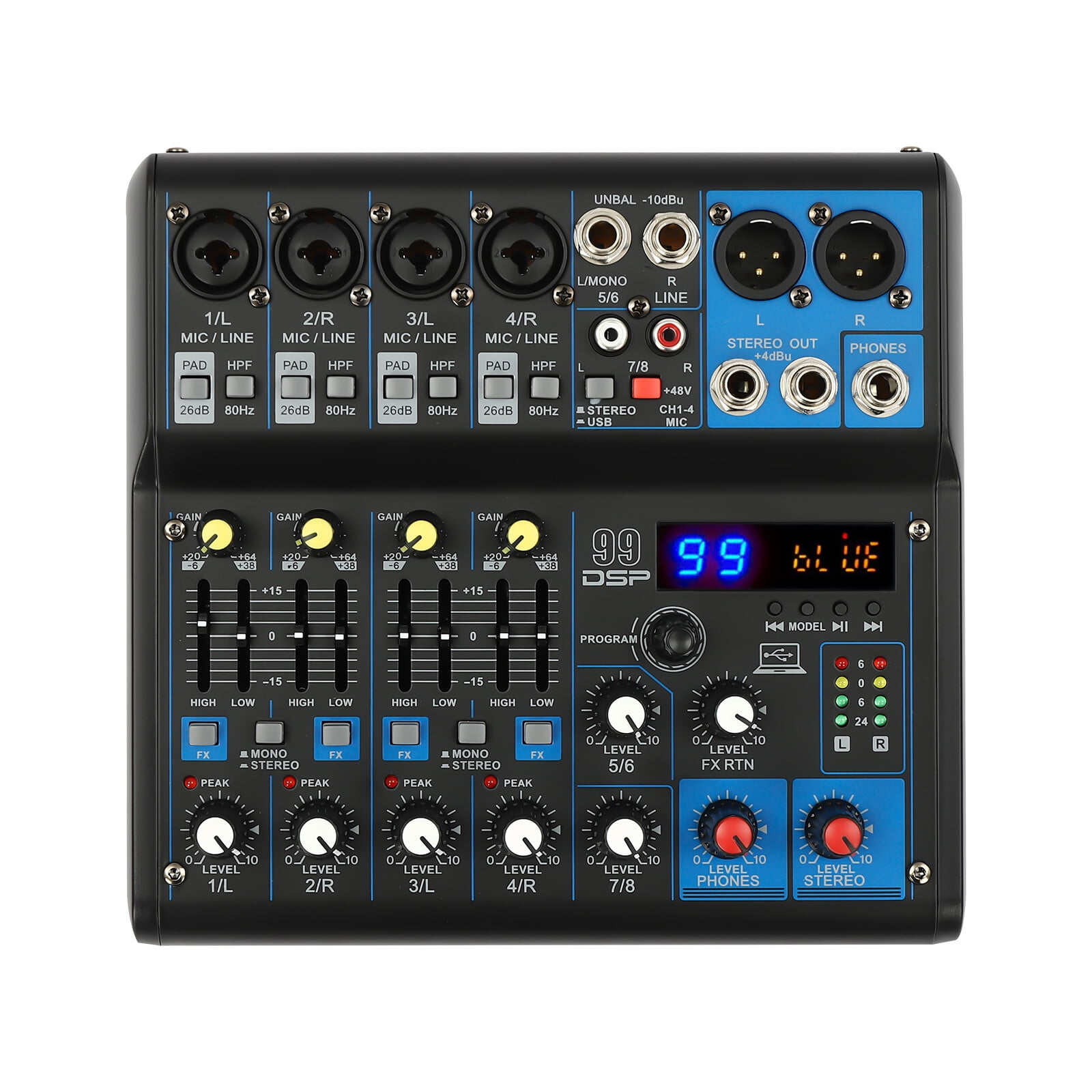 Professional 8-channel Sound Mixer Audio Mixer Bluetooth & USB ...