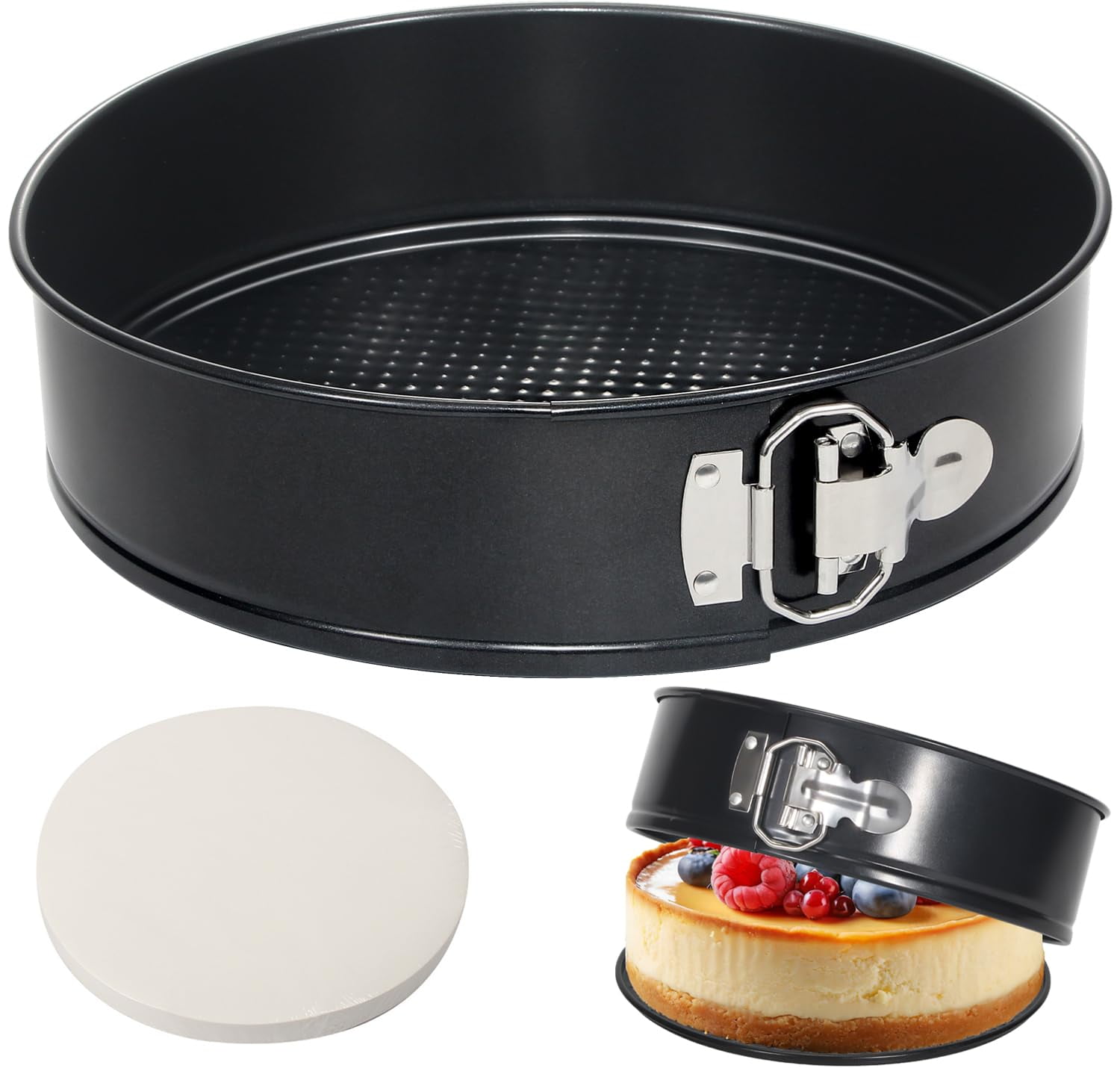 Professional 9 Inch Springform Pan with 50 Sheets Parchment Paper ...